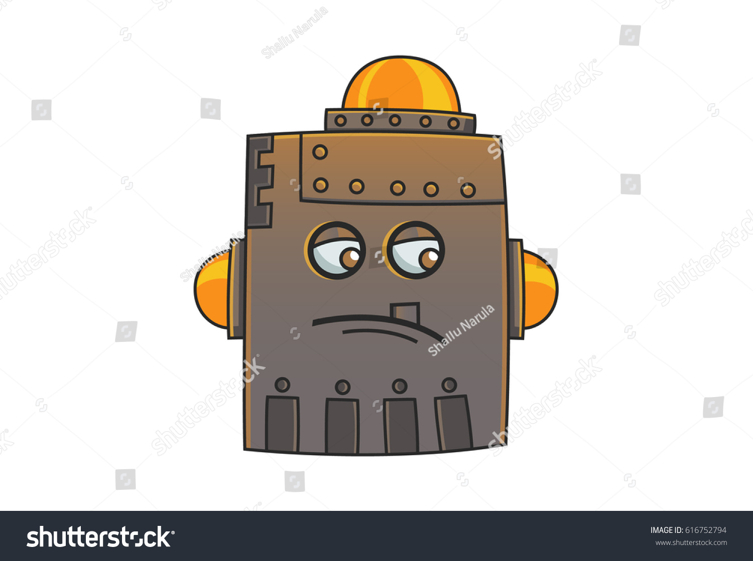 Cute Robot Sad Vector Illustration Isolated: เวกเตอร์สต็อก (ปลอดค่า ...