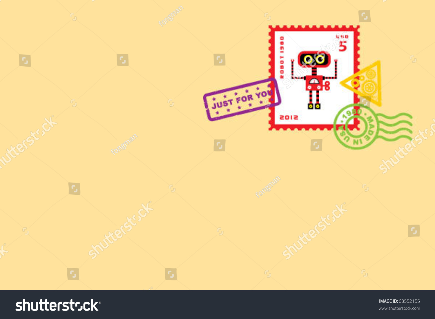 Cute Robot Stamp Letter Stock Vector (Royalty Free) 68552155 | Shutterstock