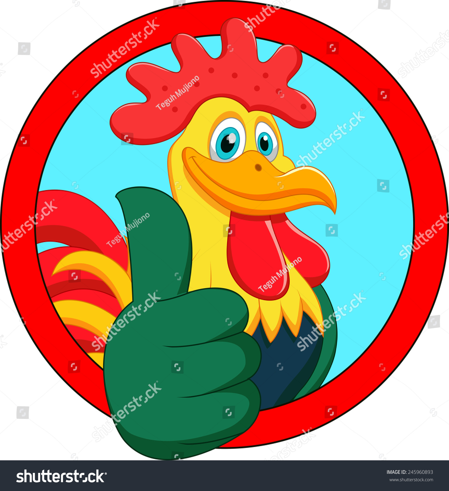 Cute Rooster Cartoon Thumb Stock Vector (Royalty Free) 245960893