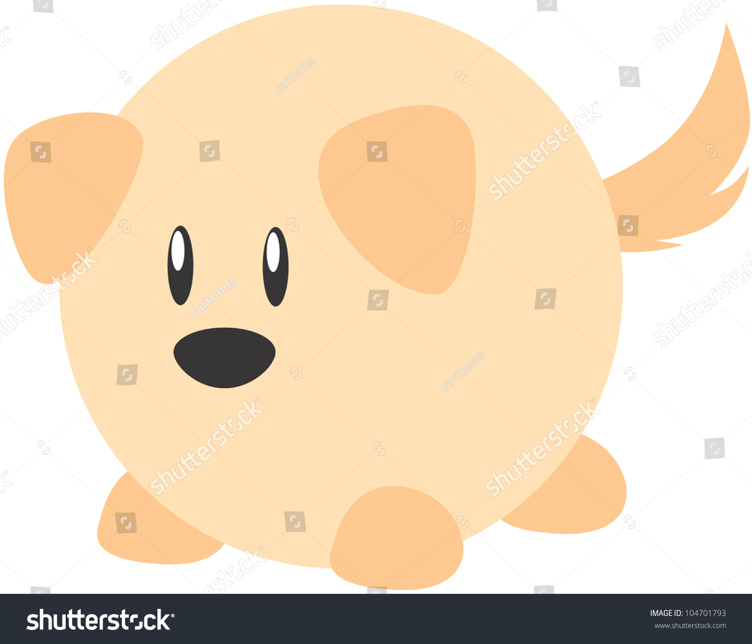Cute Rounded Dog Cartoon Stock Vector (Royalty Free) 104701793