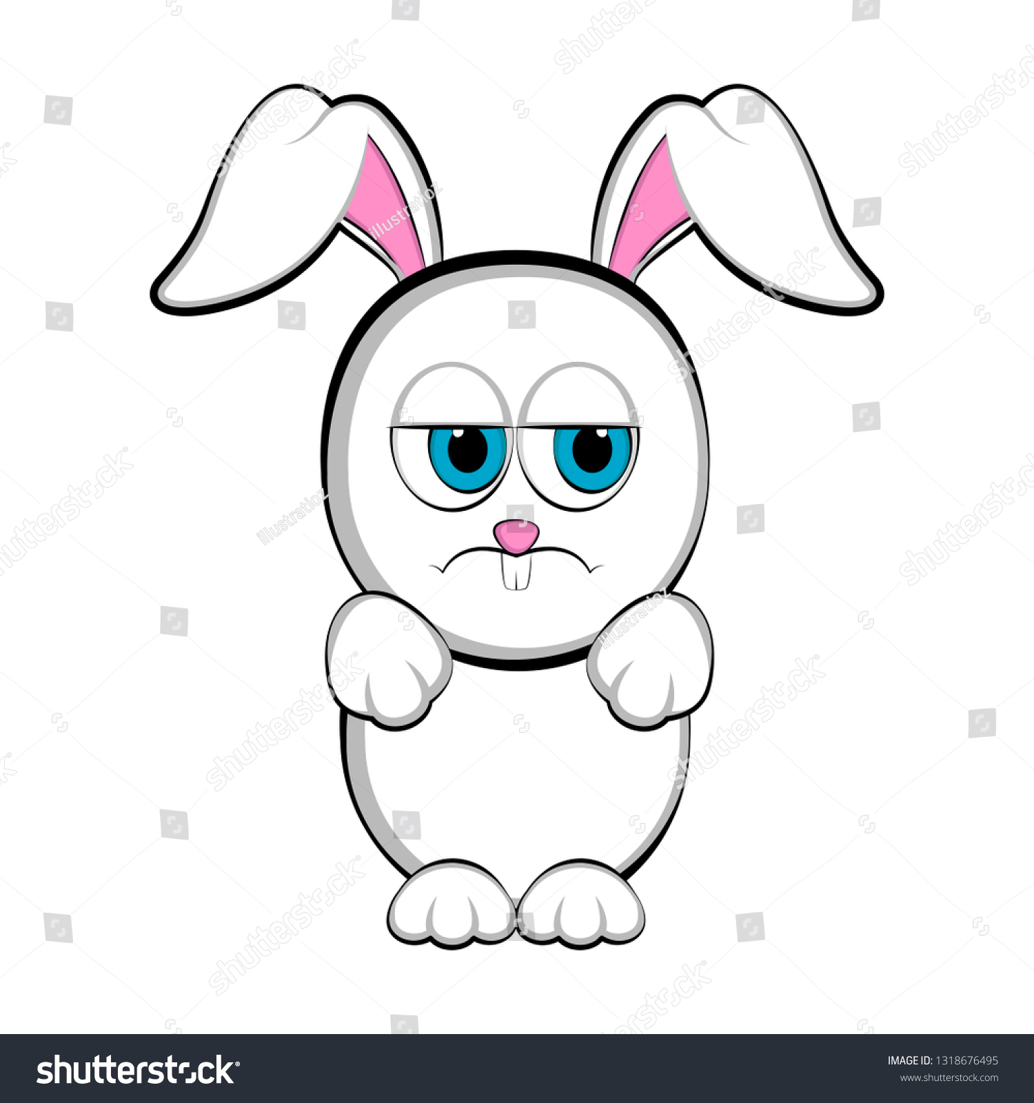 Cute Sad Easter Bunny Vector Illustration Stock Vector (Royalty Free ...