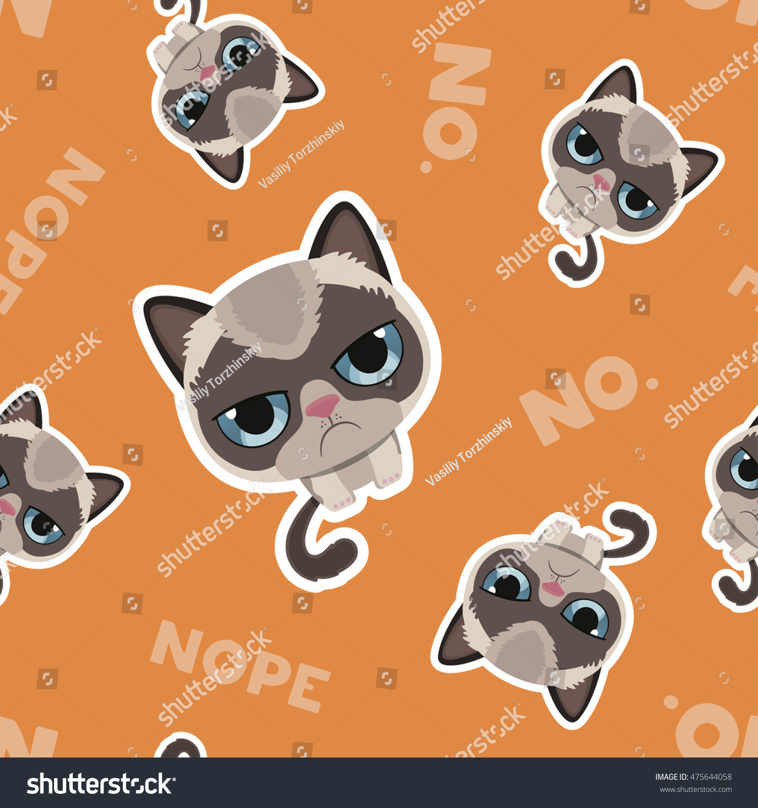 Cute Sad Grumpy Cat Material Design Stock Vector (Royalty Free) 475644058