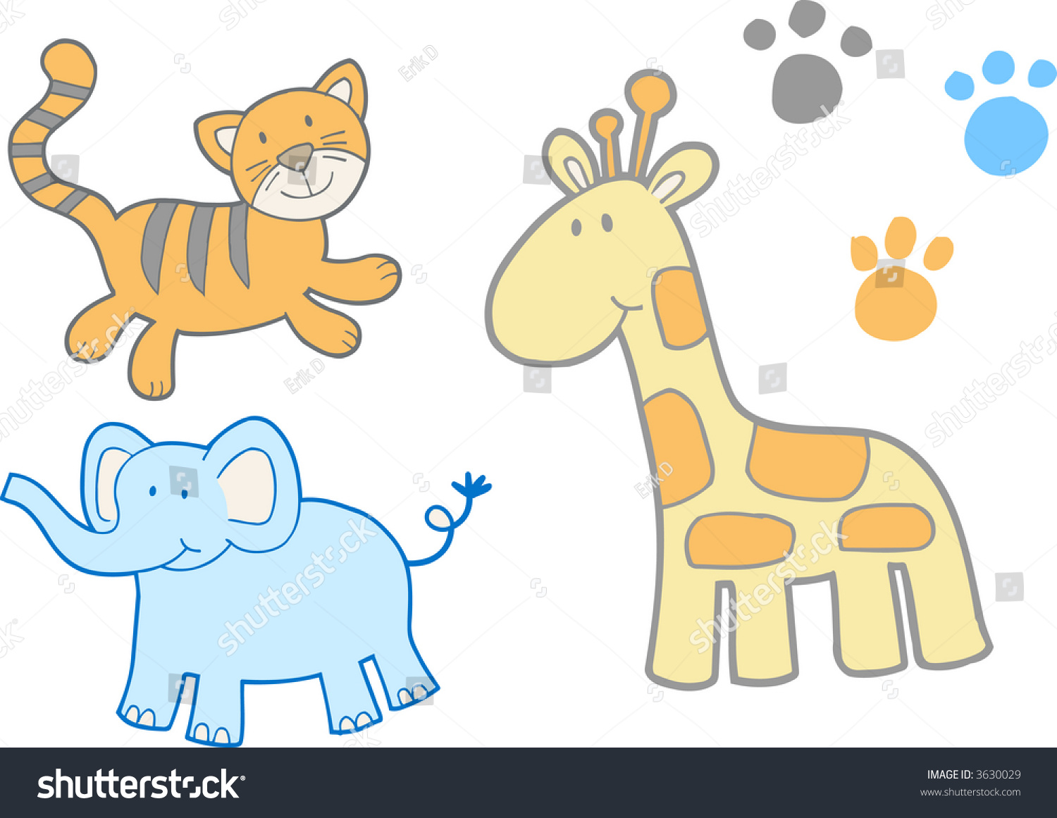 Cute Safari Set Vector Illustration: vetor stock (livre de direitos ...