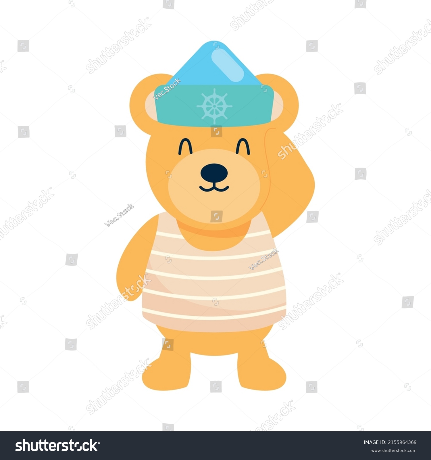 Cute Sailor Bear On White Background Stock Vector (Royalty Free ...