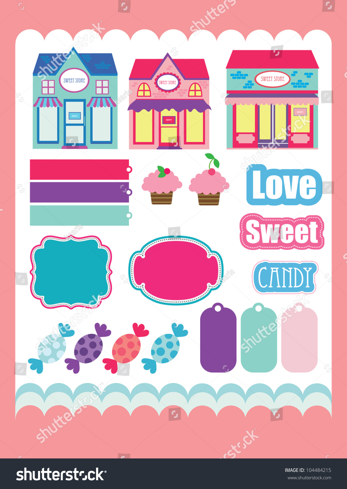 Cute Scrapbook Elements Collection Vector Illustration Stock Vector ...