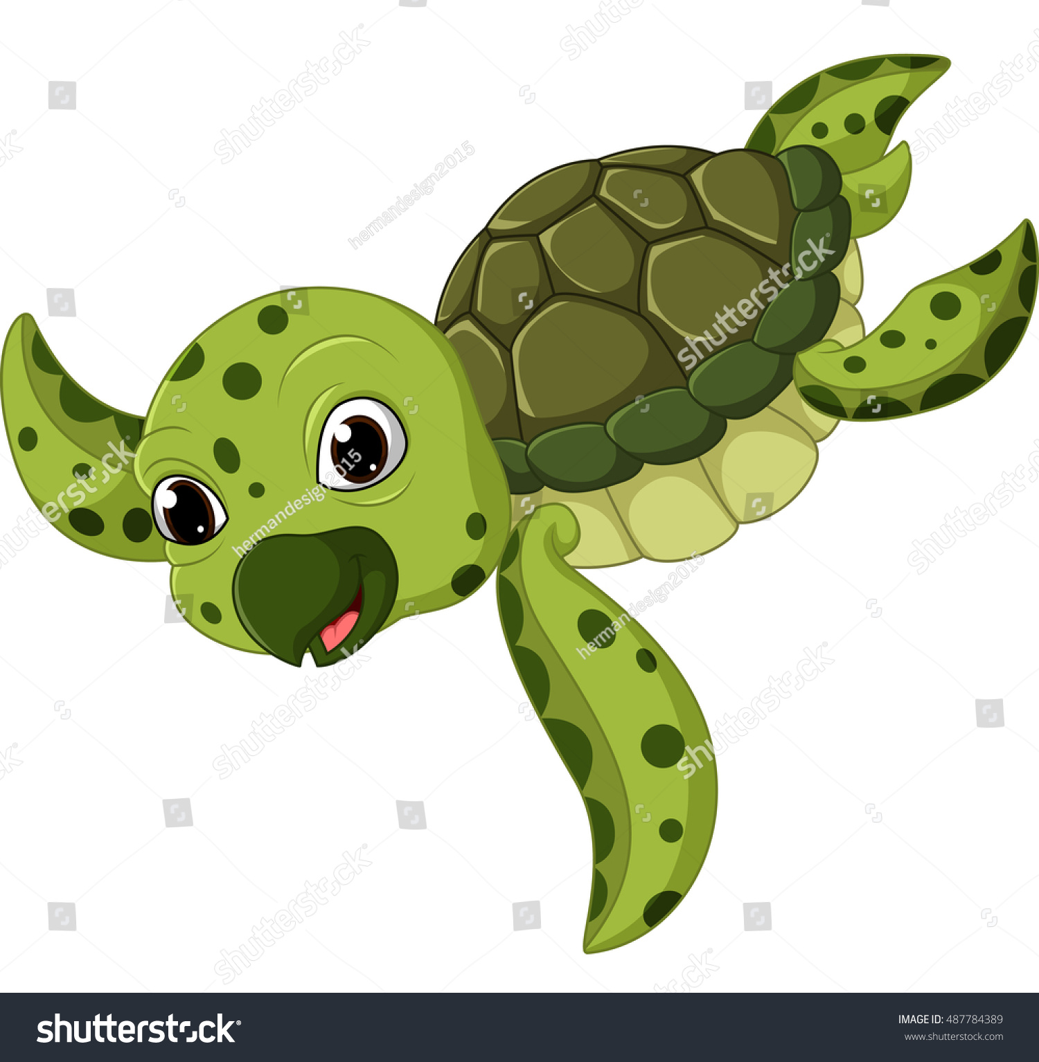 Cute Sea Turtle Cartoon 库存矢量图（免版税）487784389 | Shutterstock