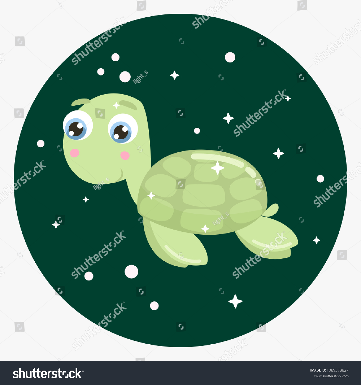 Cute Sea Turtle Vector Illustration Flat Stock Vector (Royalty Free ...