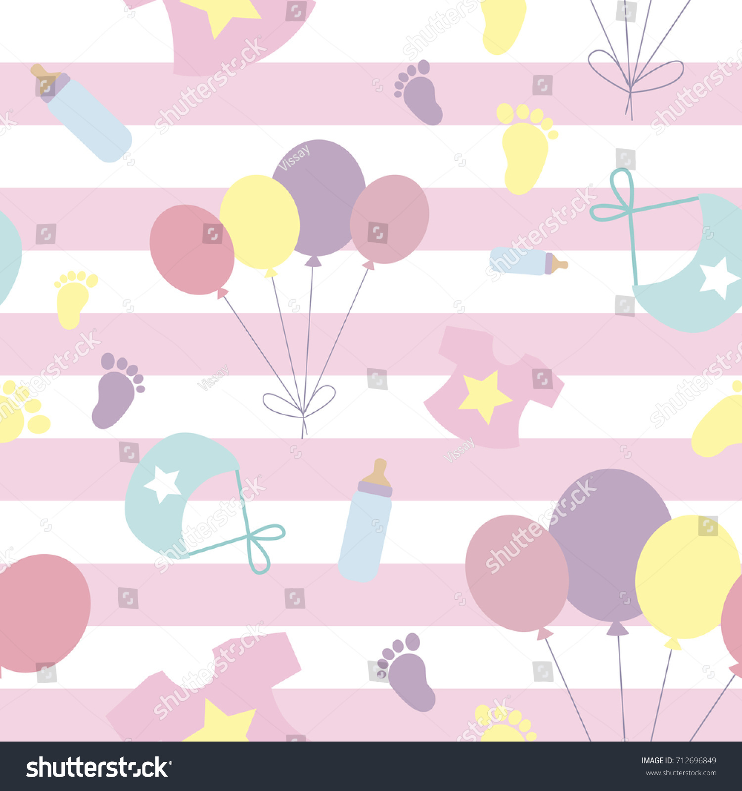 Cute Seamless Pattern Baby Theme Vector Stock Vector (Royalty Free ...
