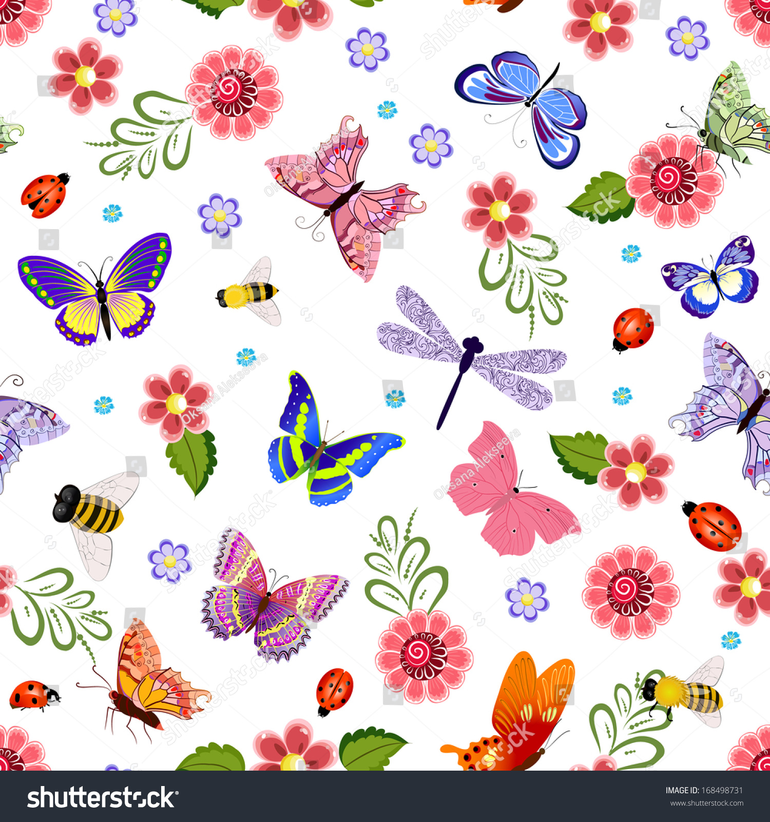 Cute Seamless Texture Flying Insects Stock Vector (Royalty Free ...