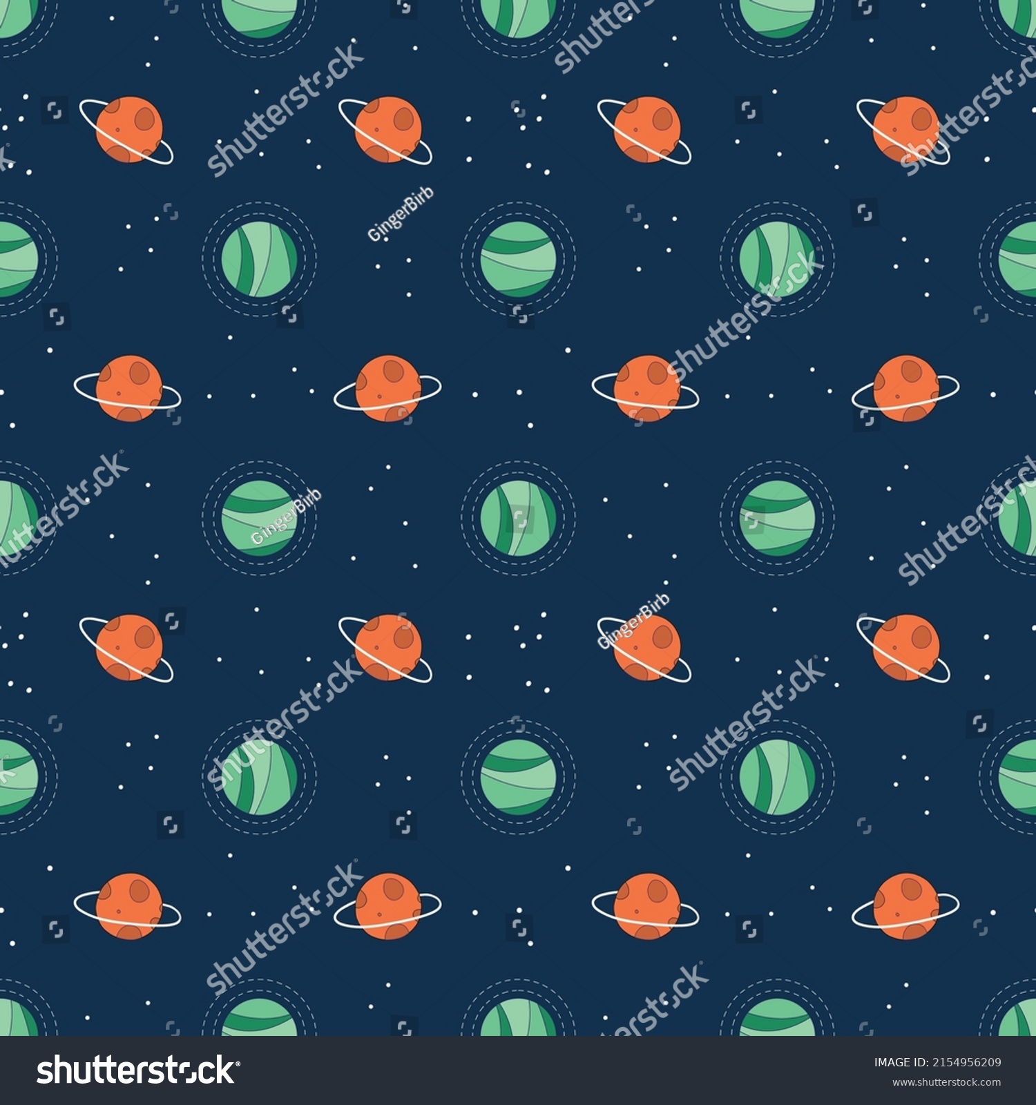 Cute Seamless Wind Pattern Planets Space Stock Vector (Royalty Free ...