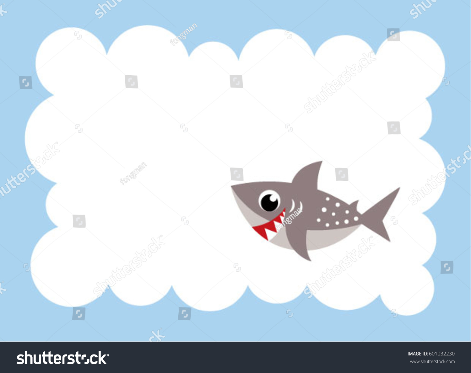 Cute Shark Message Card Stock Vector (Royalty Free) 601032230 ...