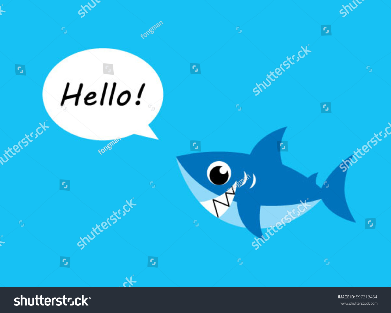 Cute Shark Says Hello Vector Stock Vector (Royalty Free) 597313454 ...