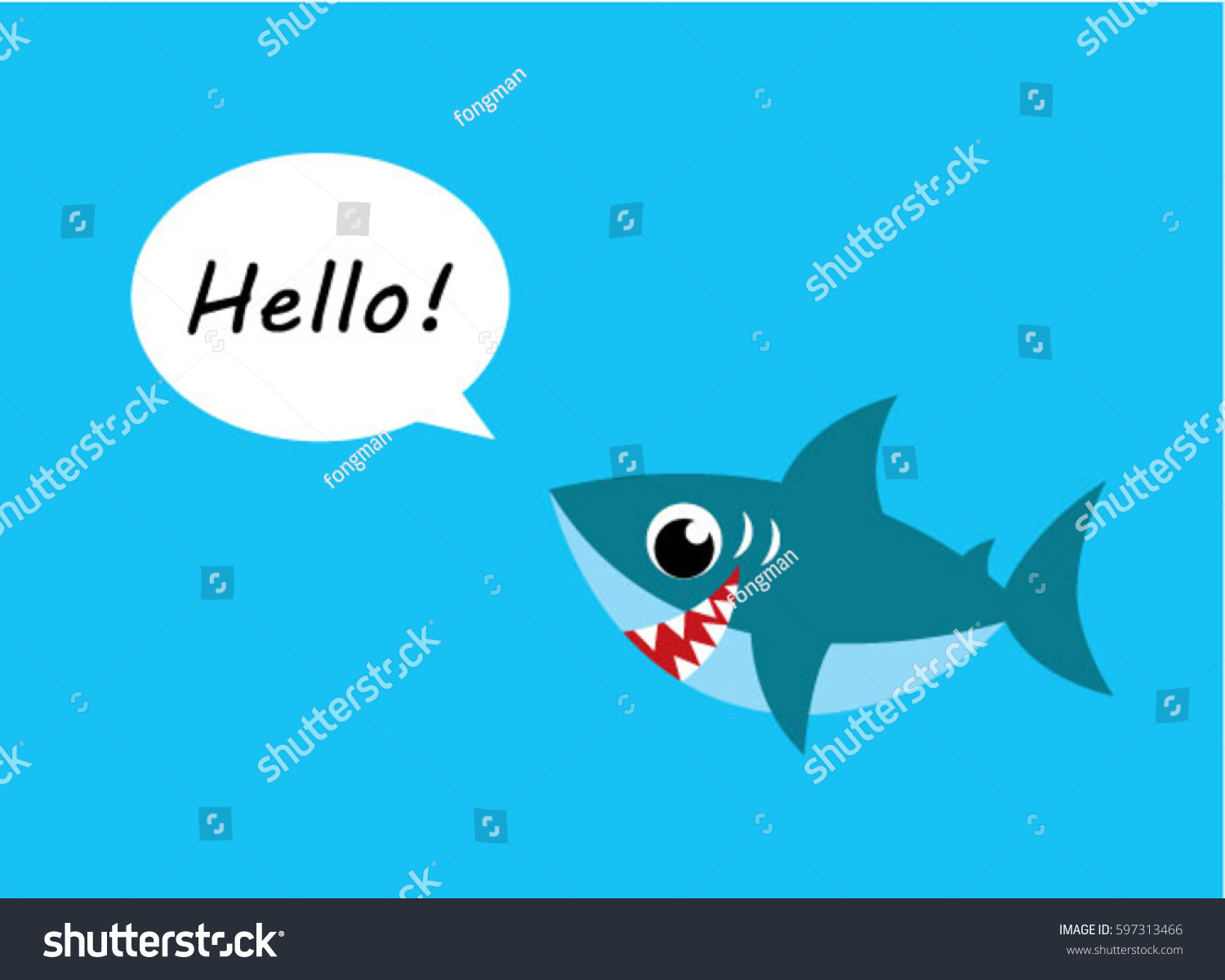 Cute Shark Says Hello Vector Stock Vector (Royalty Free) 597313466