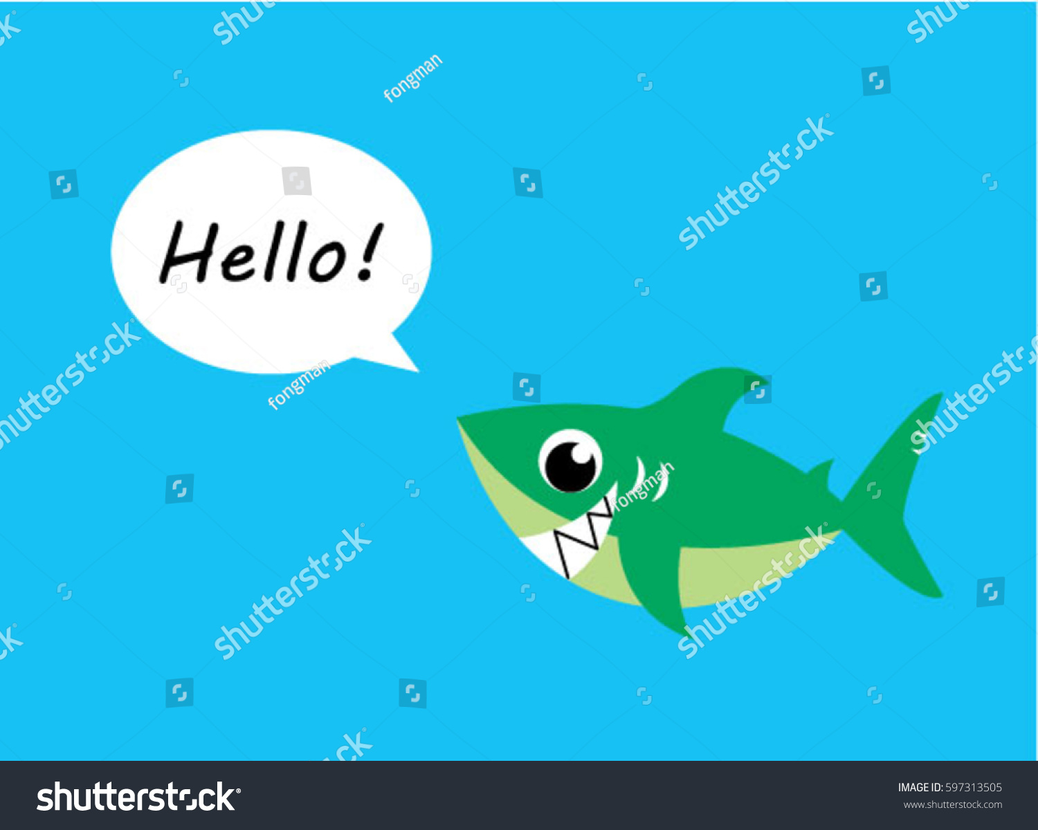 Cute Shark Says Hello Vector: vector de stock (libre de regalías ...