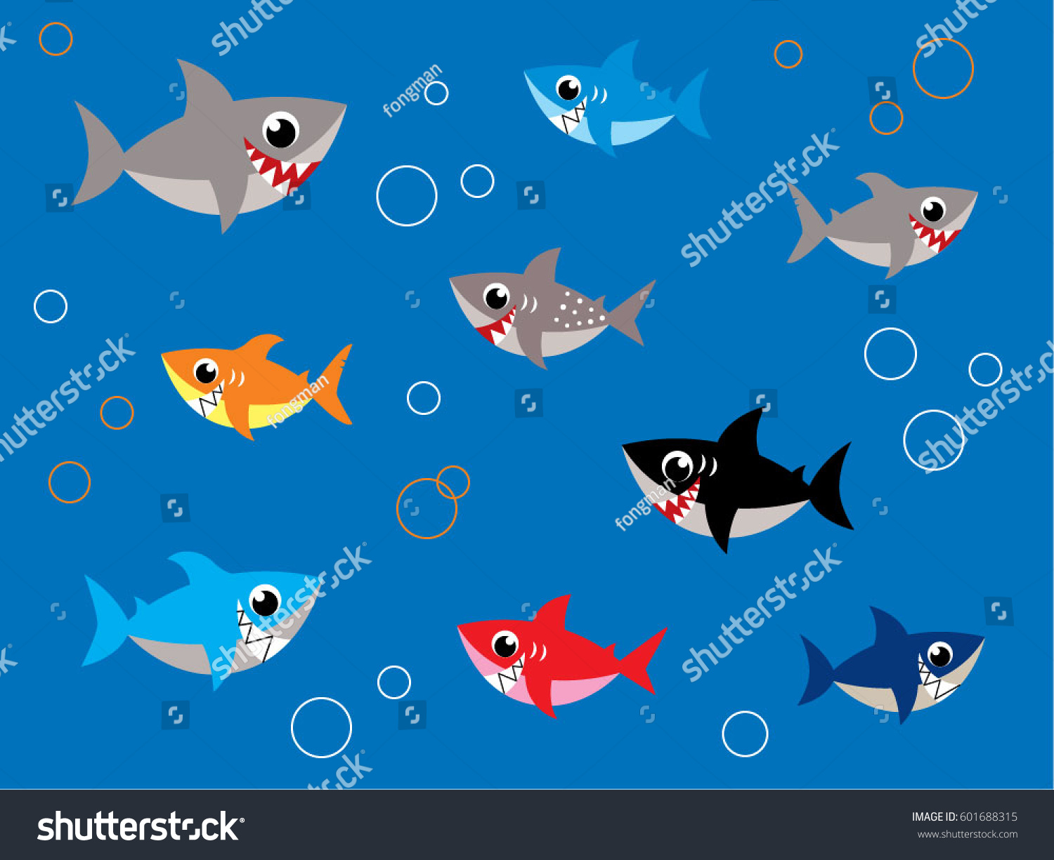 Cute Shark Wallpaper Vector Stock Vector (Royalty Free) 601688315