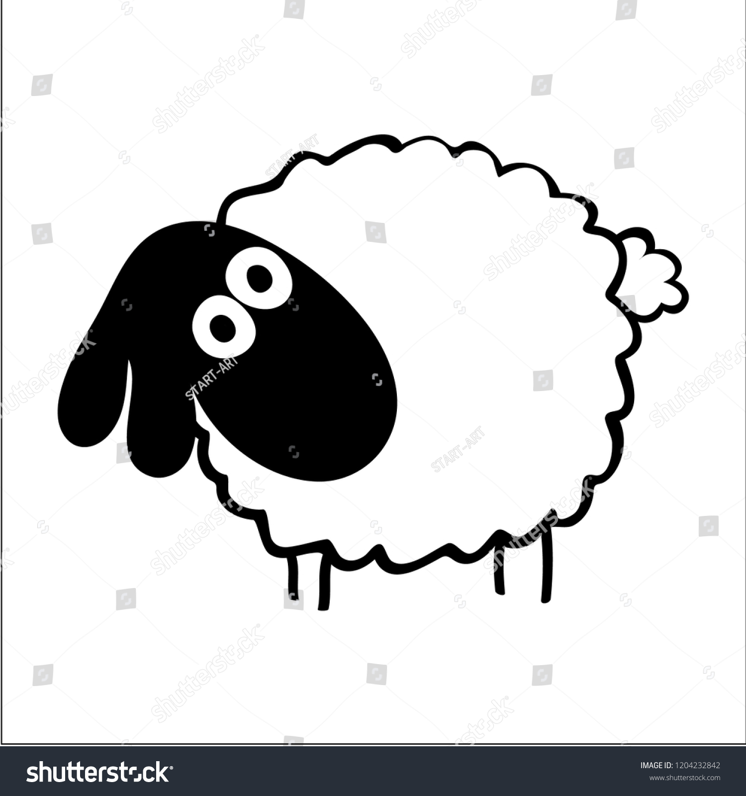 Cute Sheep Doodle Stock Vector (Royalty Free) 1204232842