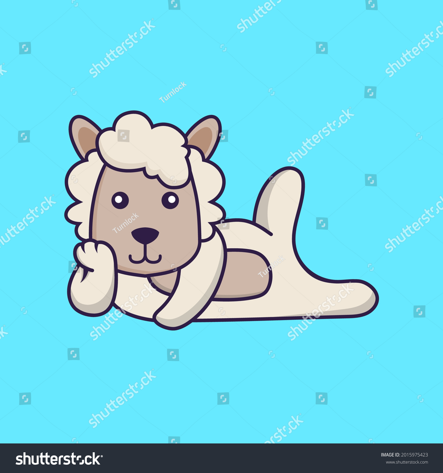 Corta oveja echada. Ilustración del vector: vector de stock (libre de ...