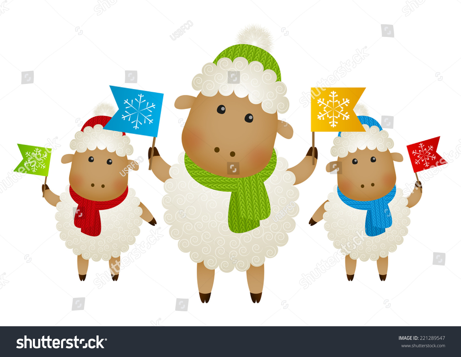 Cute Sheep Color Flags Stock Vector (Royalty Free) 221289547