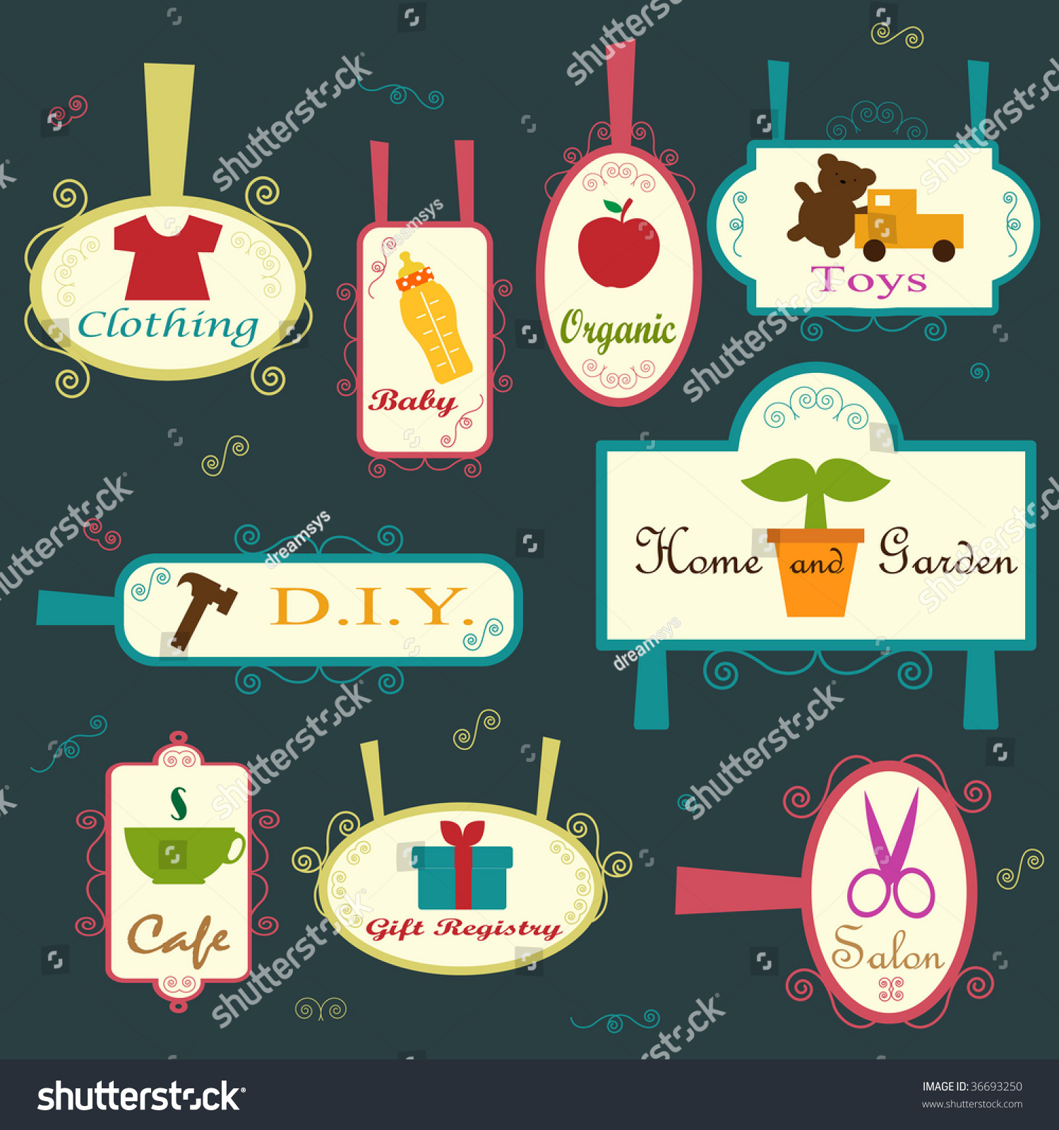 Cute Signage Stock Vector (Royalty Free) 36693250