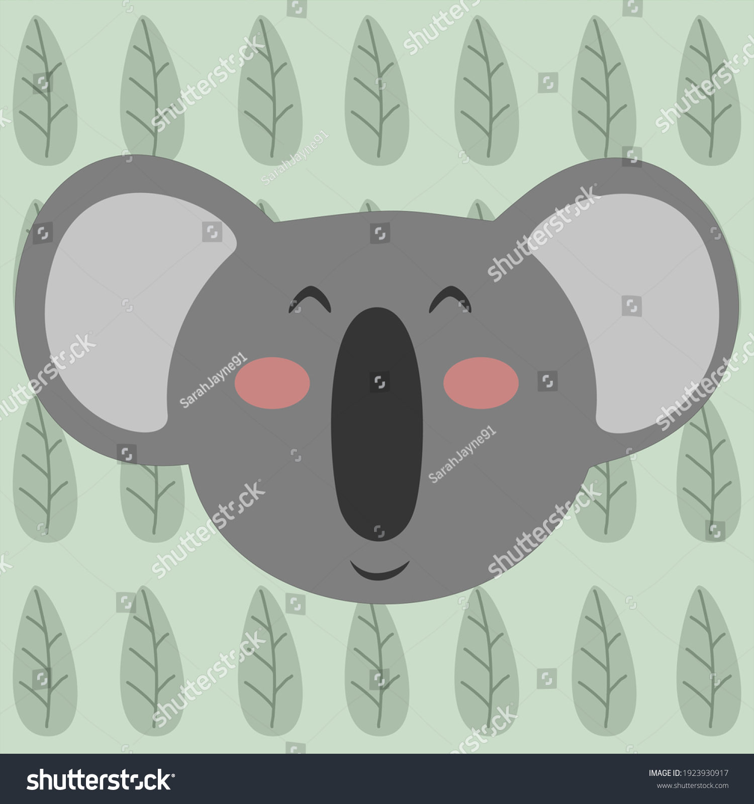 Cute Simple Koala Face Cartoon Vector Stock Vector (Royalty Free ...