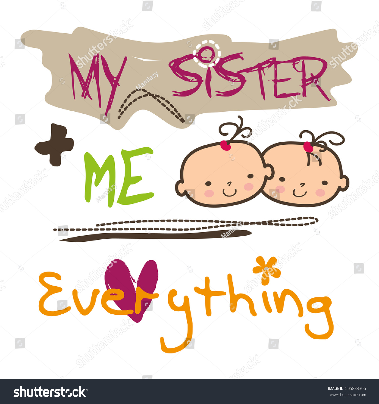Cute Sisters Vector Stock Stock Vector (Royalty Free) 505888306