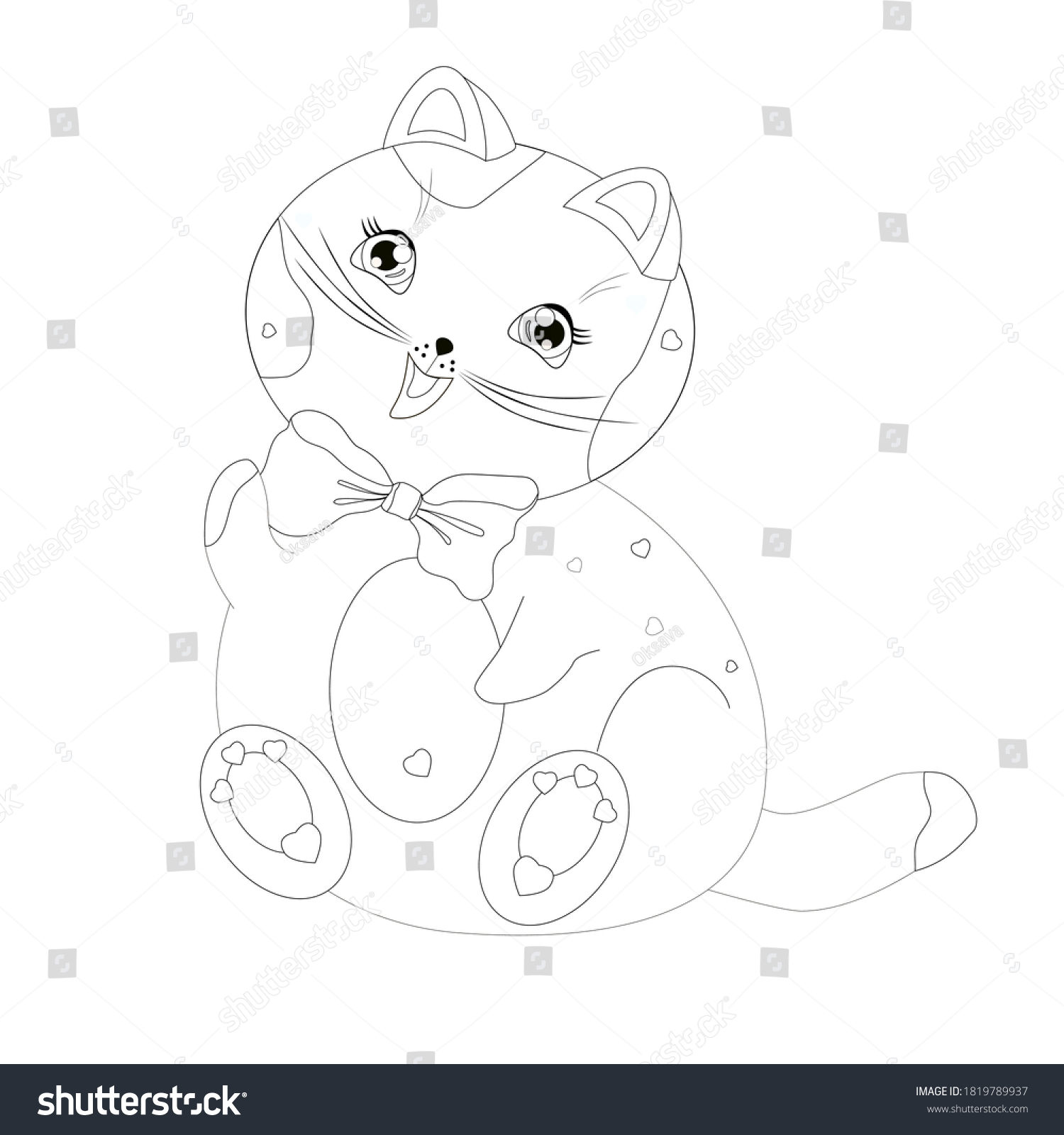 Cute Sitting Cat Coloring Vector Illustration Stock Vector (Royalty ...