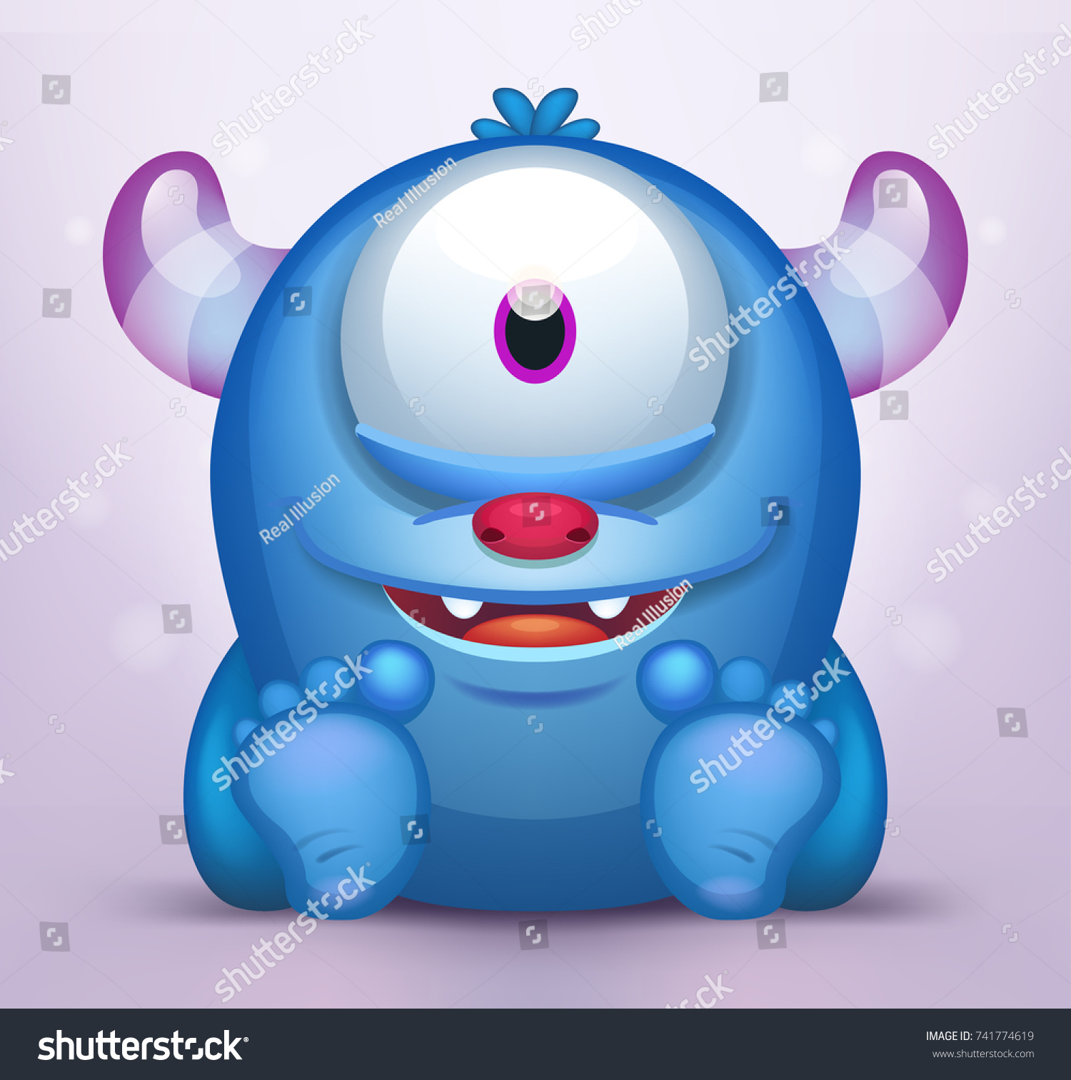 Vektor Stok Cute Sitting Monster (Tanpa Royalti) 741774619 | Shutterstock