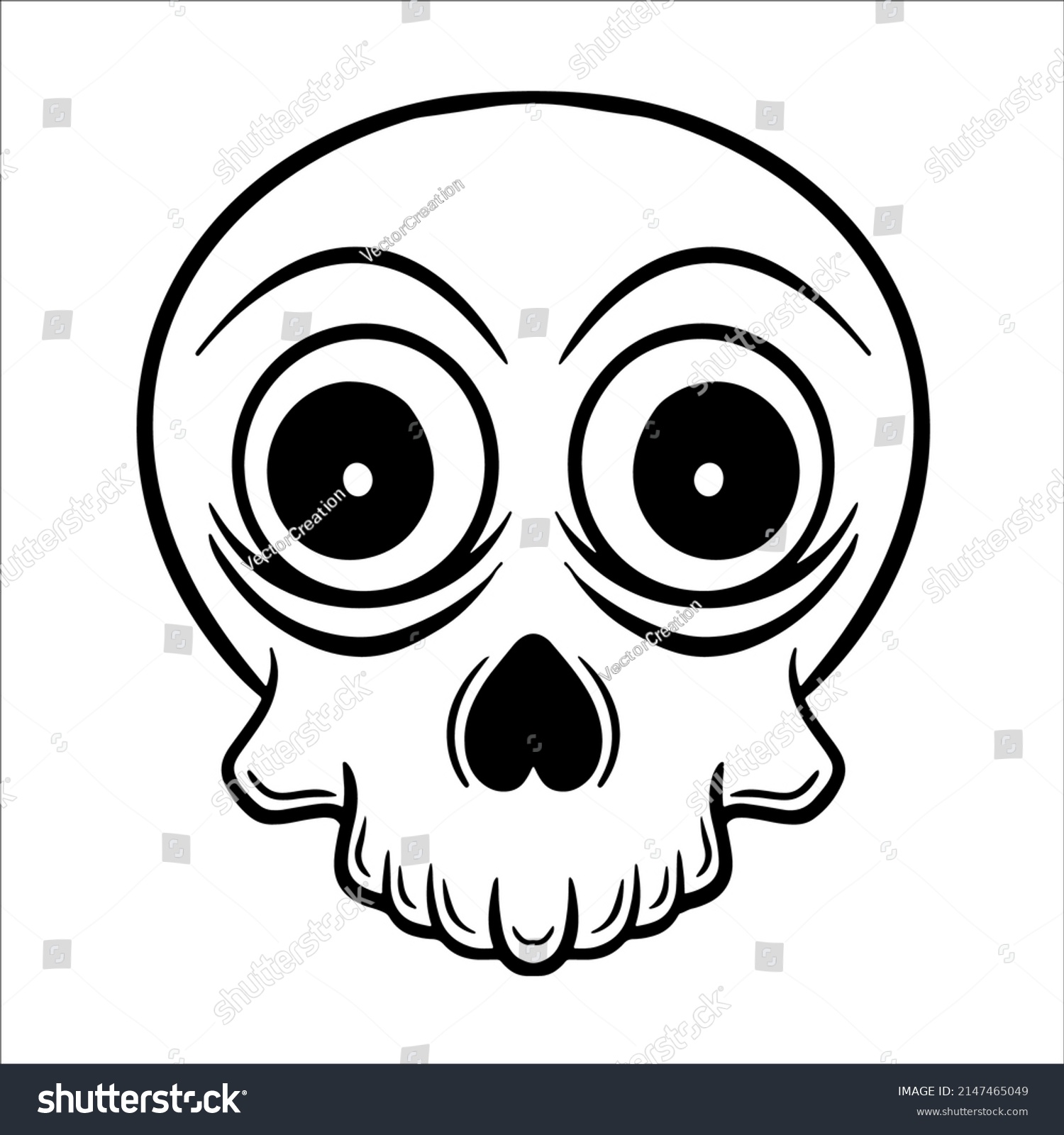 Cute Skull Outline Vector Icon Skull Stock Vector (Royalty Free ...