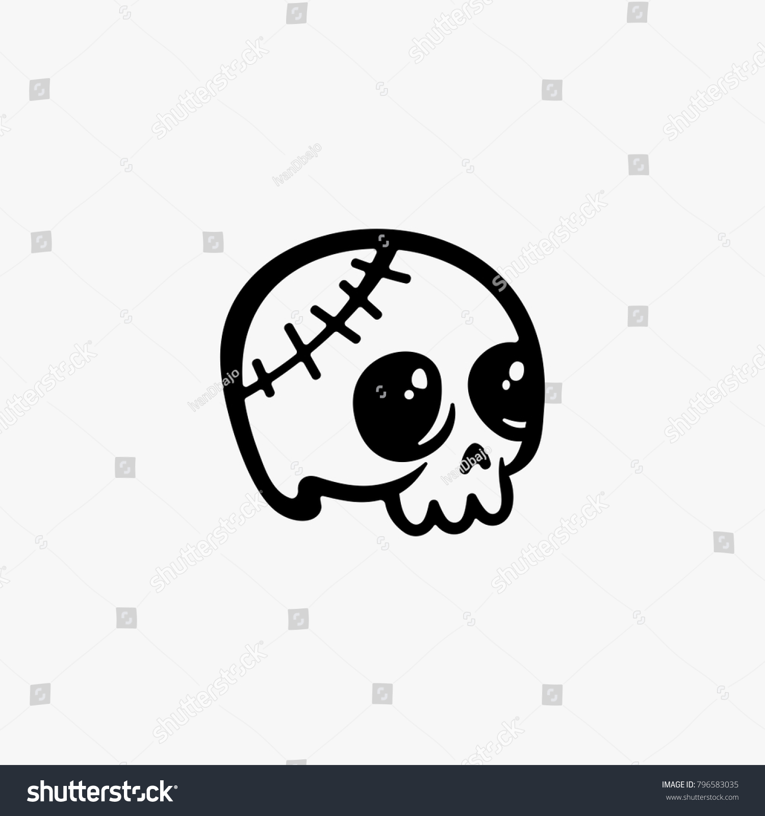 Cute Skull Vector Isolated On White Stock Vector (Royalty Free) 796583035