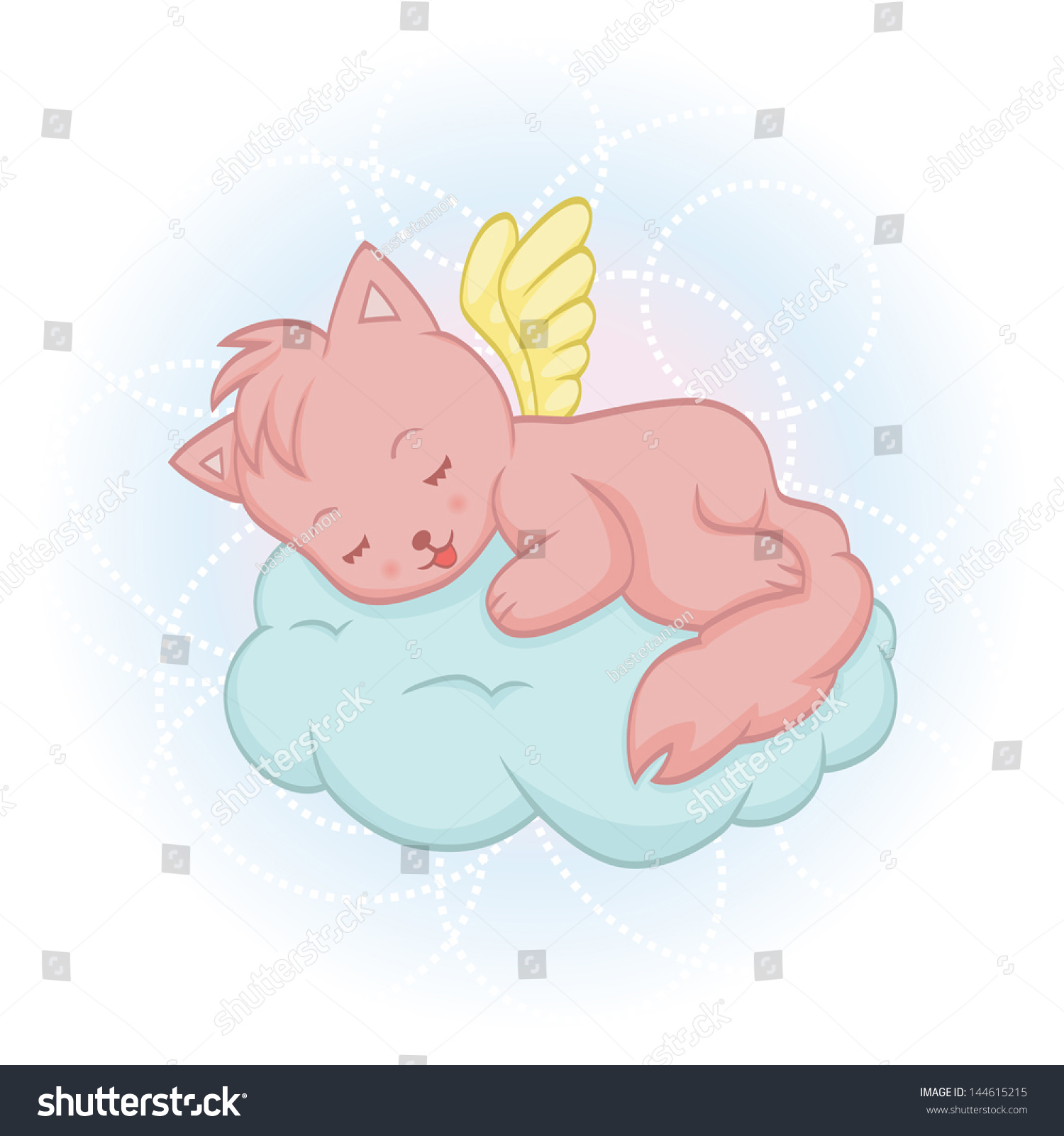 Cute Sleeping Angelcat Stock Vector (Royalty Free) 144615215 | Shutterstock