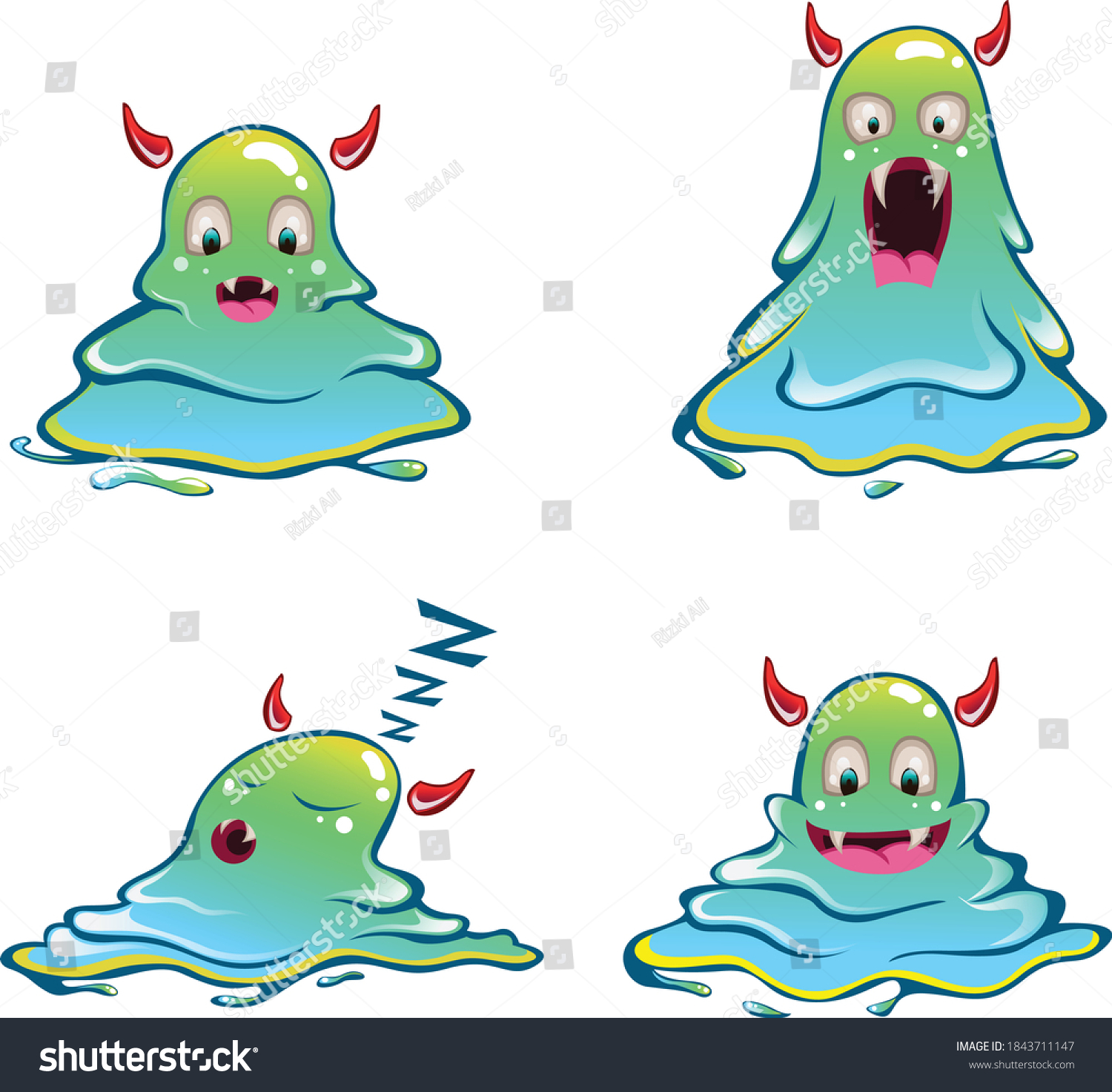 Cute Slime Cartoon Character Vector Stock Vector (Royalty Free ...
