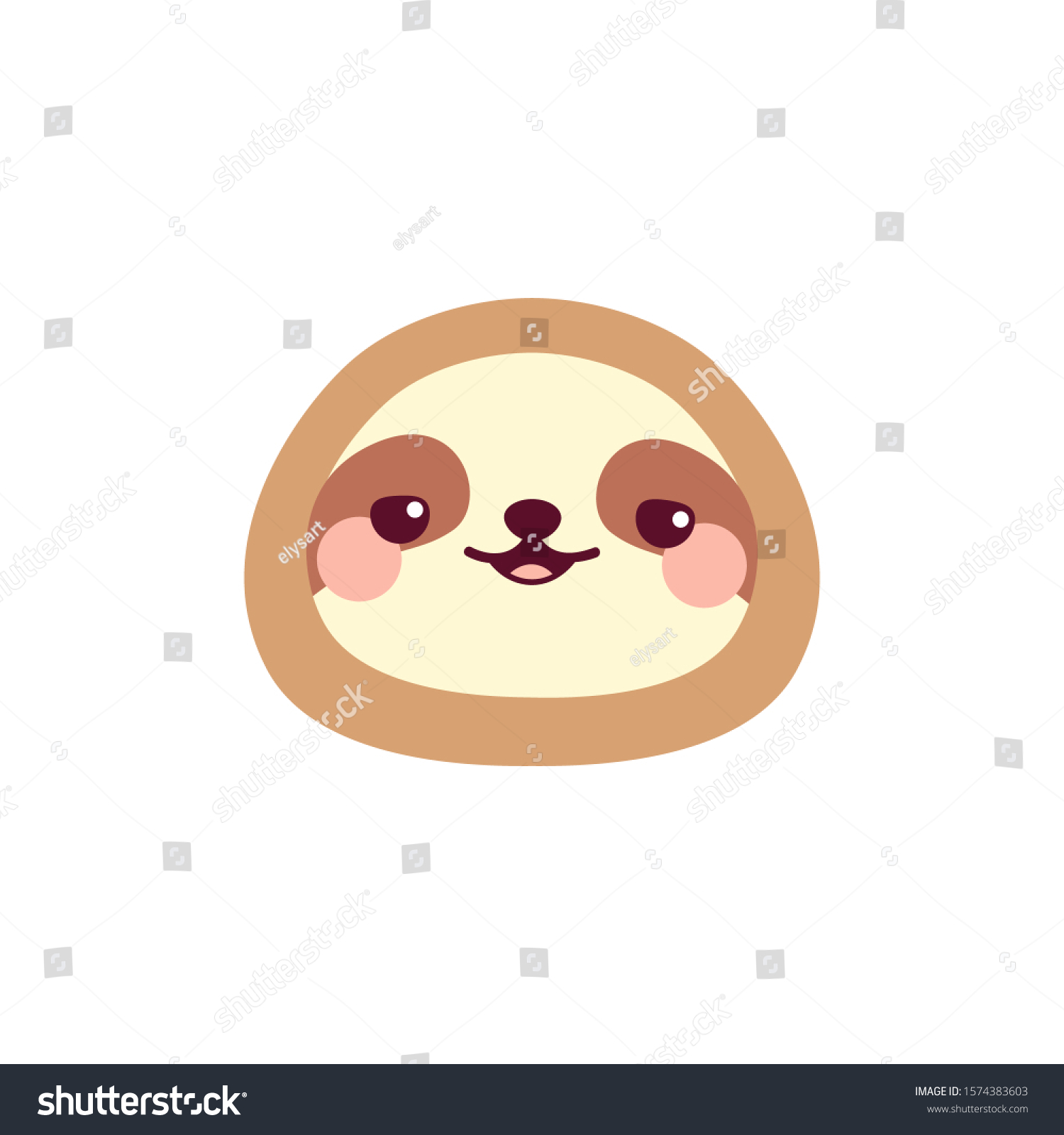 Cute Sloth Happy Face Vector Illustration: เวกเตอร์สต็อก (ปลอดค่า ...