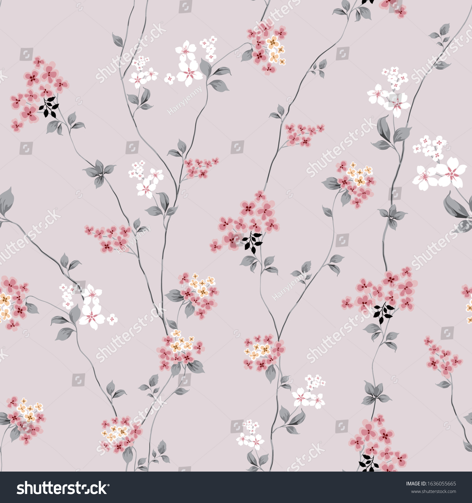 Cute Small Pink Vector Flowers Pattern Stock Vector (Royalty Free ...