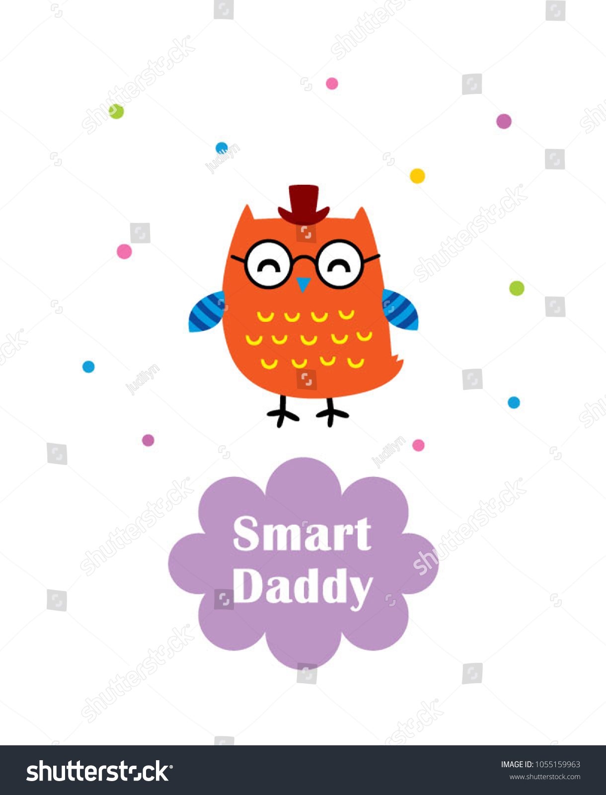 Cute Smart Owl Daddy Cartoon Vector: เวกเตอร์สต็อก (ปลอดค่าลิขสิทธิ์ ...
