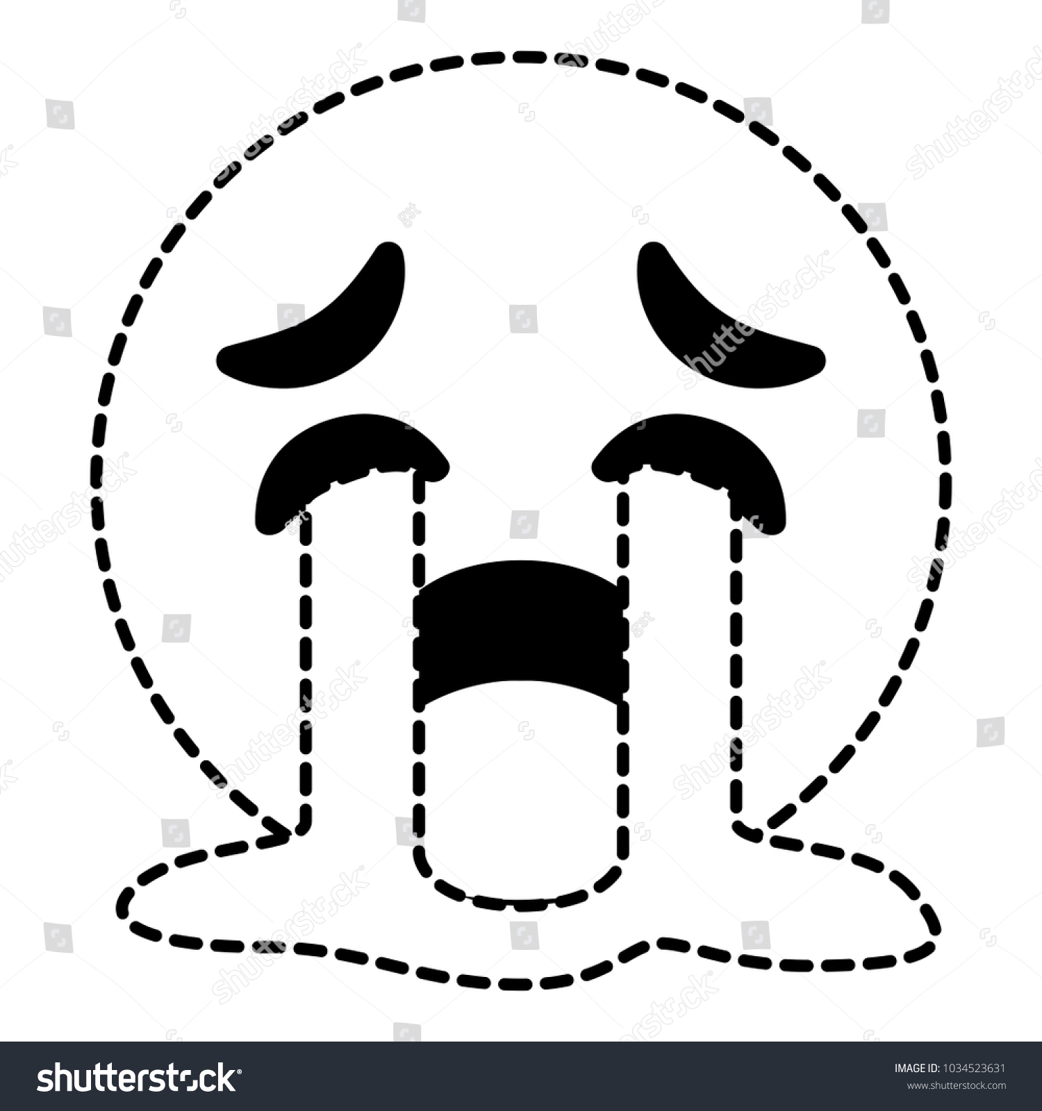 Cute Smile Emoticon Crying Expression Stock Vector (Royalty Free ...