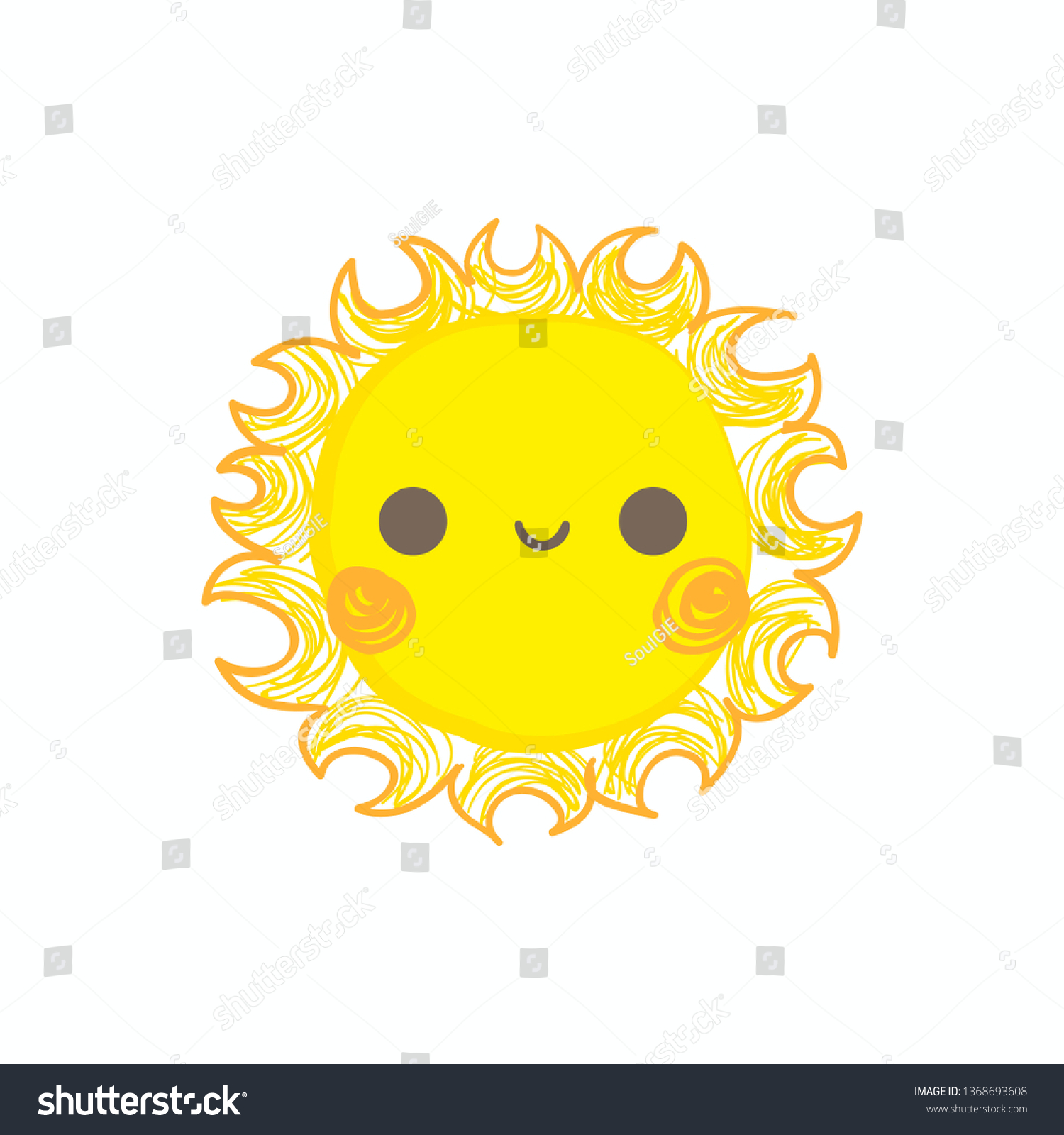 Cute Smile Sun Vector 스톡 벡터(로열티 프리) 1368693608 | Shutterstock