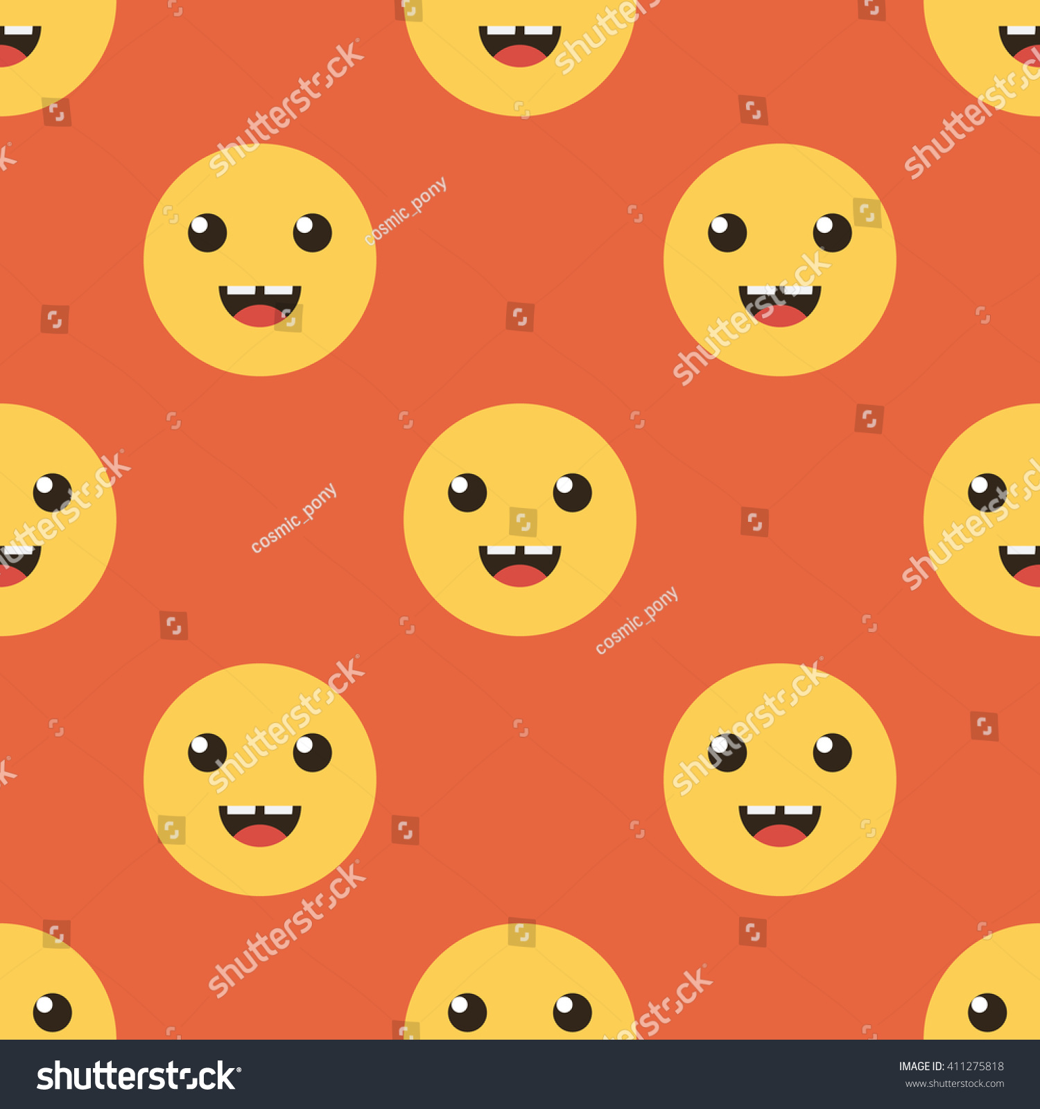 Cute Smiley Face Happy Face Seamless Stock Vector (Royalty Free) 411275818