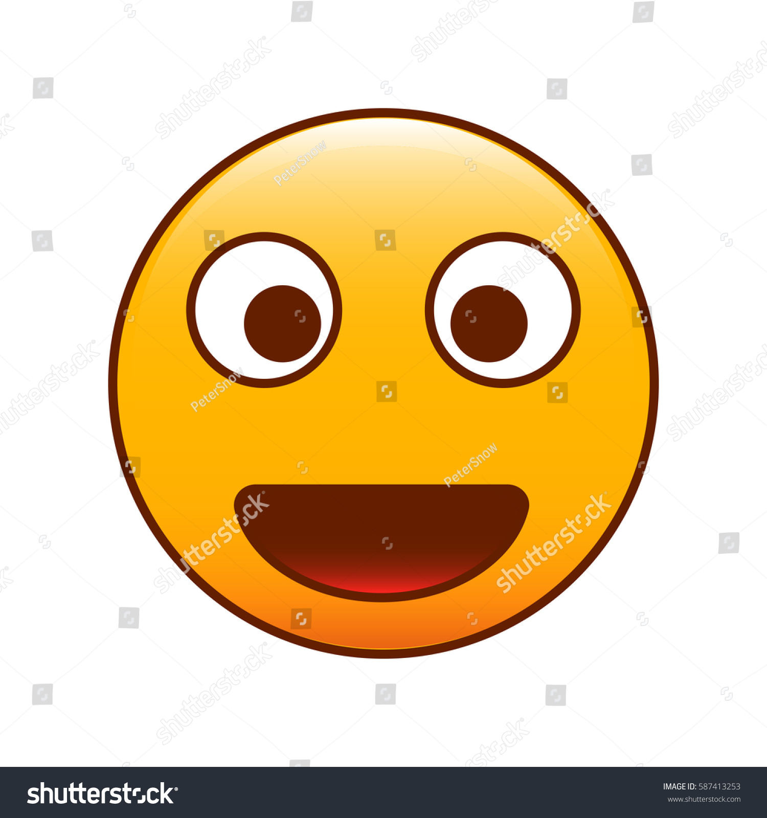 Vektor Stok Cute Smiley Face Trendy Emoticon Vector (Tanpa Royalti ...