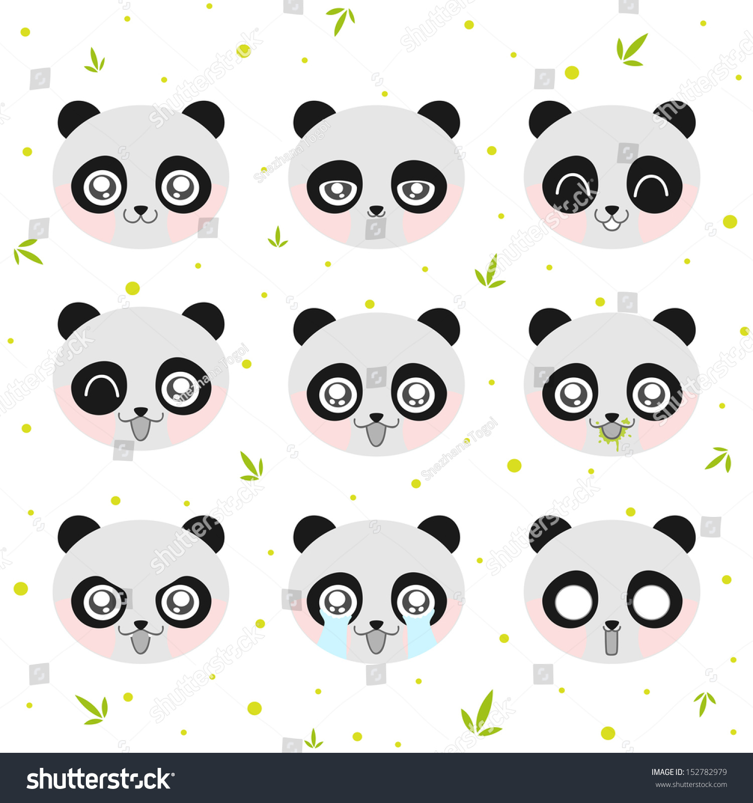 Cute Smiley Panda Collection Smiley Stock Vector (Royalty Free ...