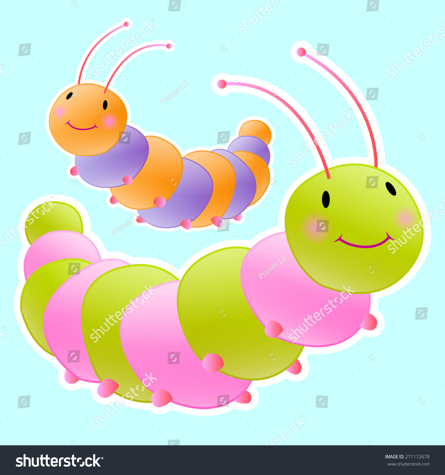 Cute Smiling Caterpillar: vector de stock (libre de regalías) 271172678 ...