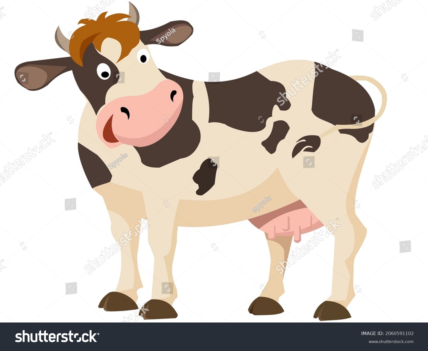 Cute Smiling Cow Vector Illustration Stock Vector (Royalty Free) 2060591102