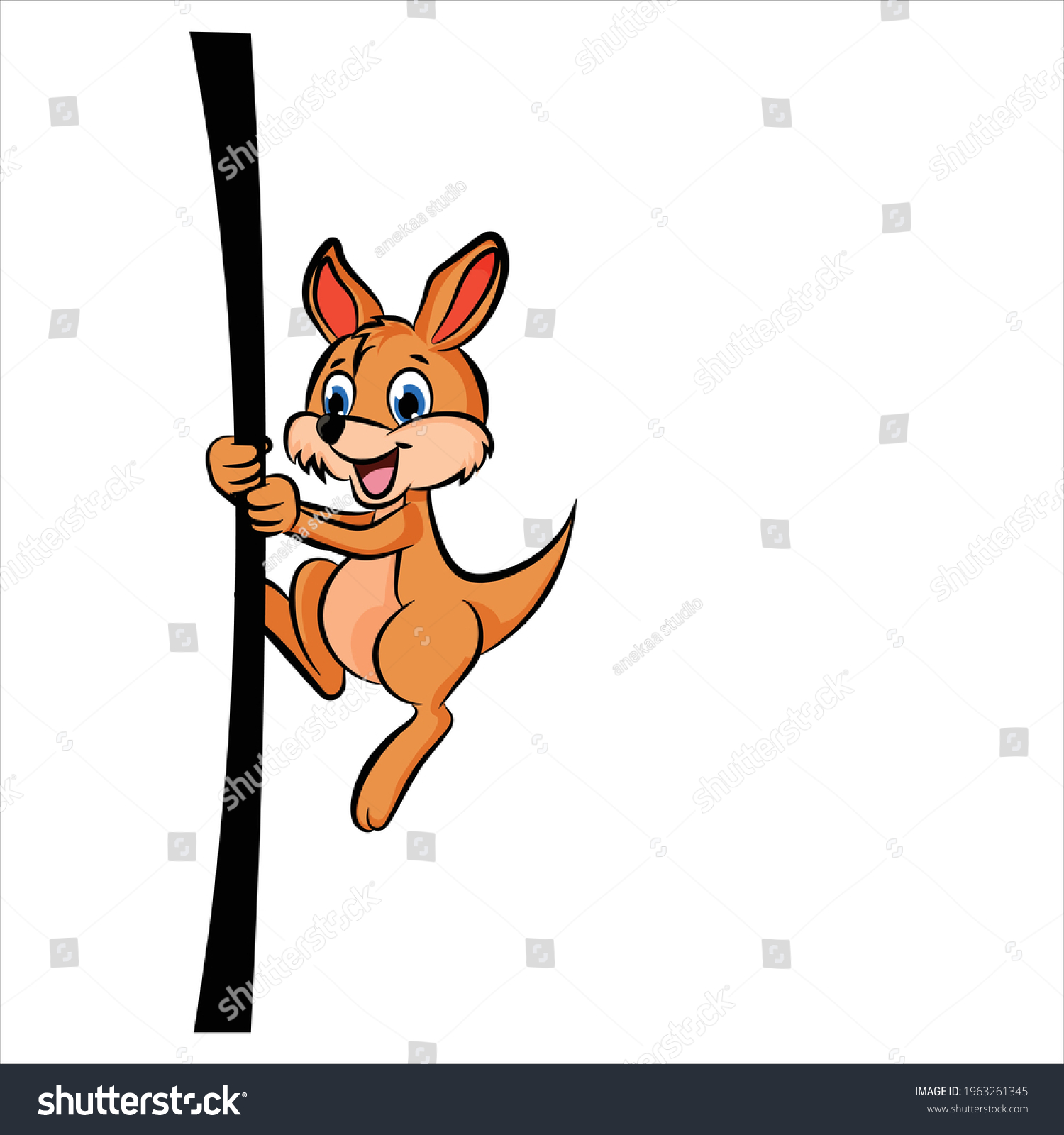 Cute Smiling Kangaroo Cartoon Vector Stock Vector (Royalty Free) 1963261345