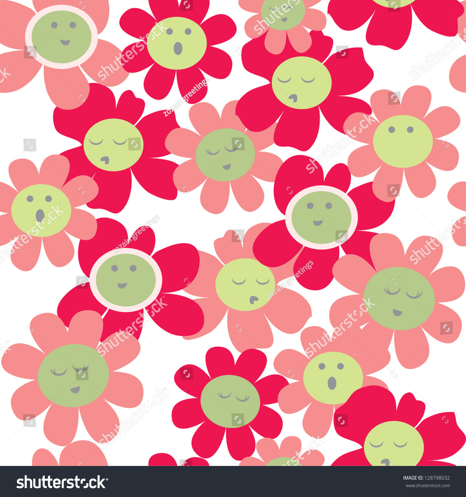 Cute Smiling Singing Flowers Stock Vector (Royalty Free) 128798032 ...