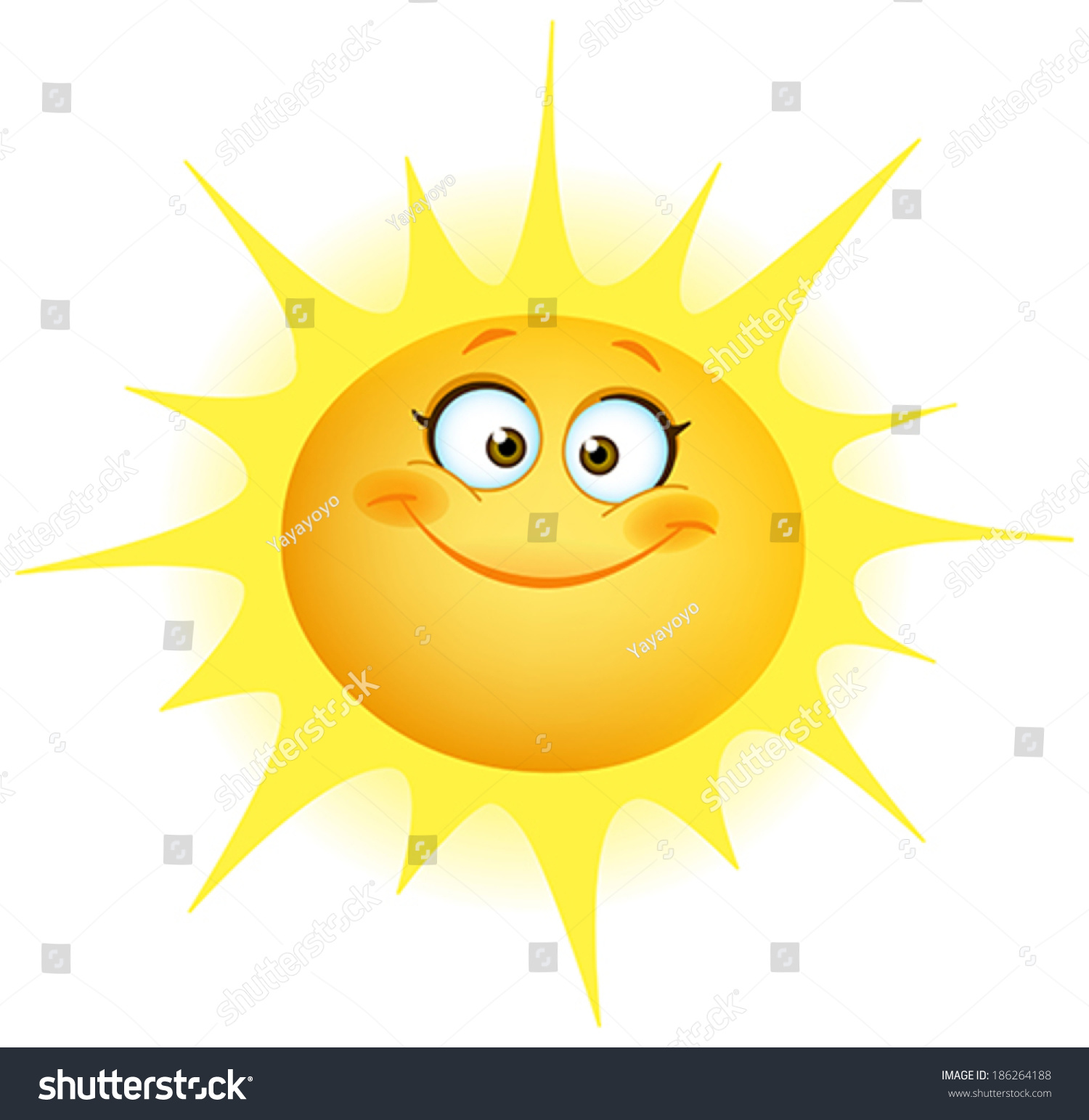Cute Smiling Sun Stock Vector Illustration 186264188 : Shutterstock