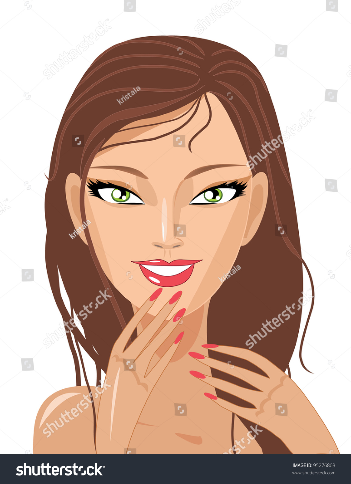 Cute Smiling Vector Girl Stock Vector (Royalty Free) 95276803