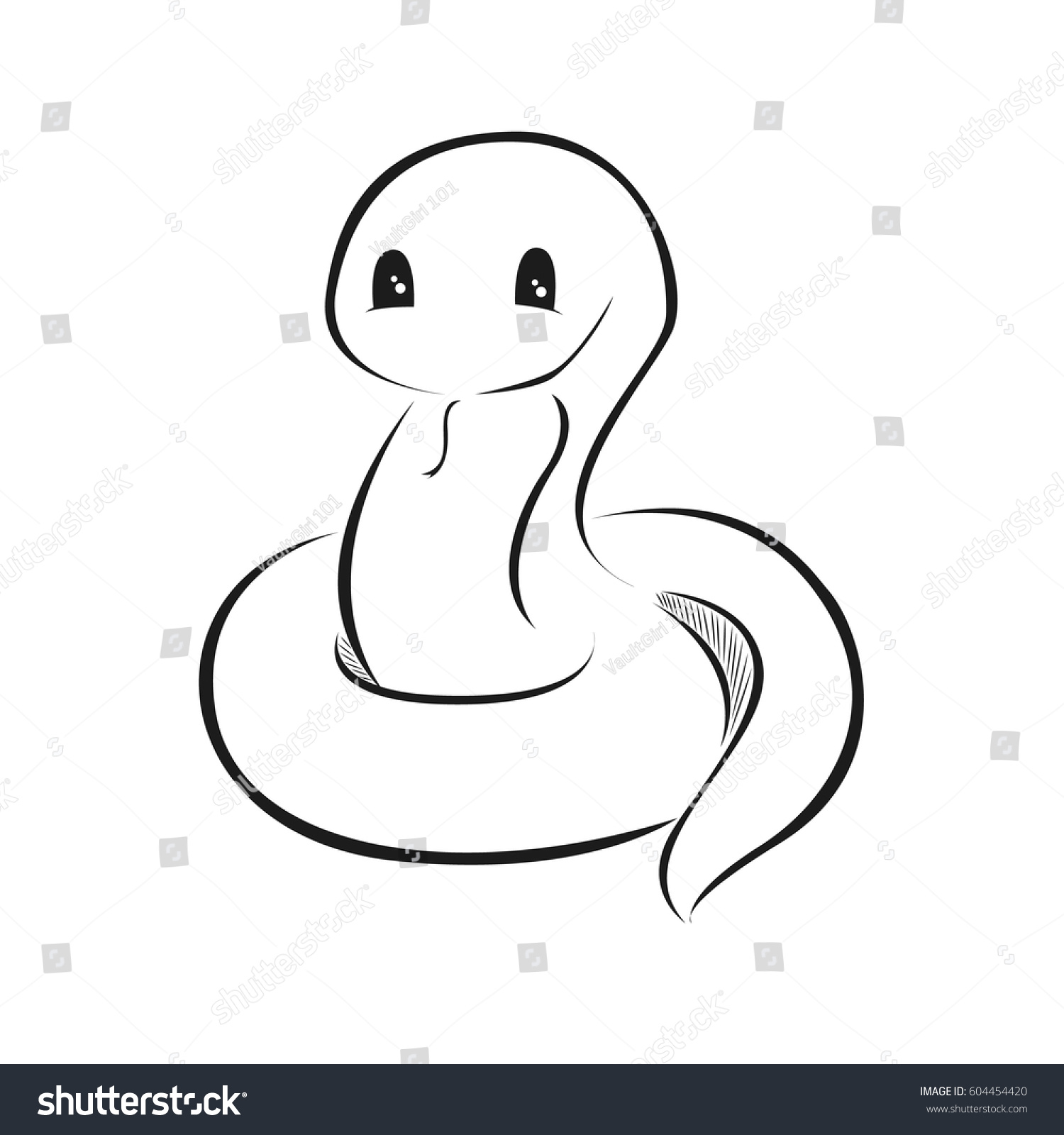 Cute Snake Line Art Vector Stock Vector (Royalty Free) 604454420