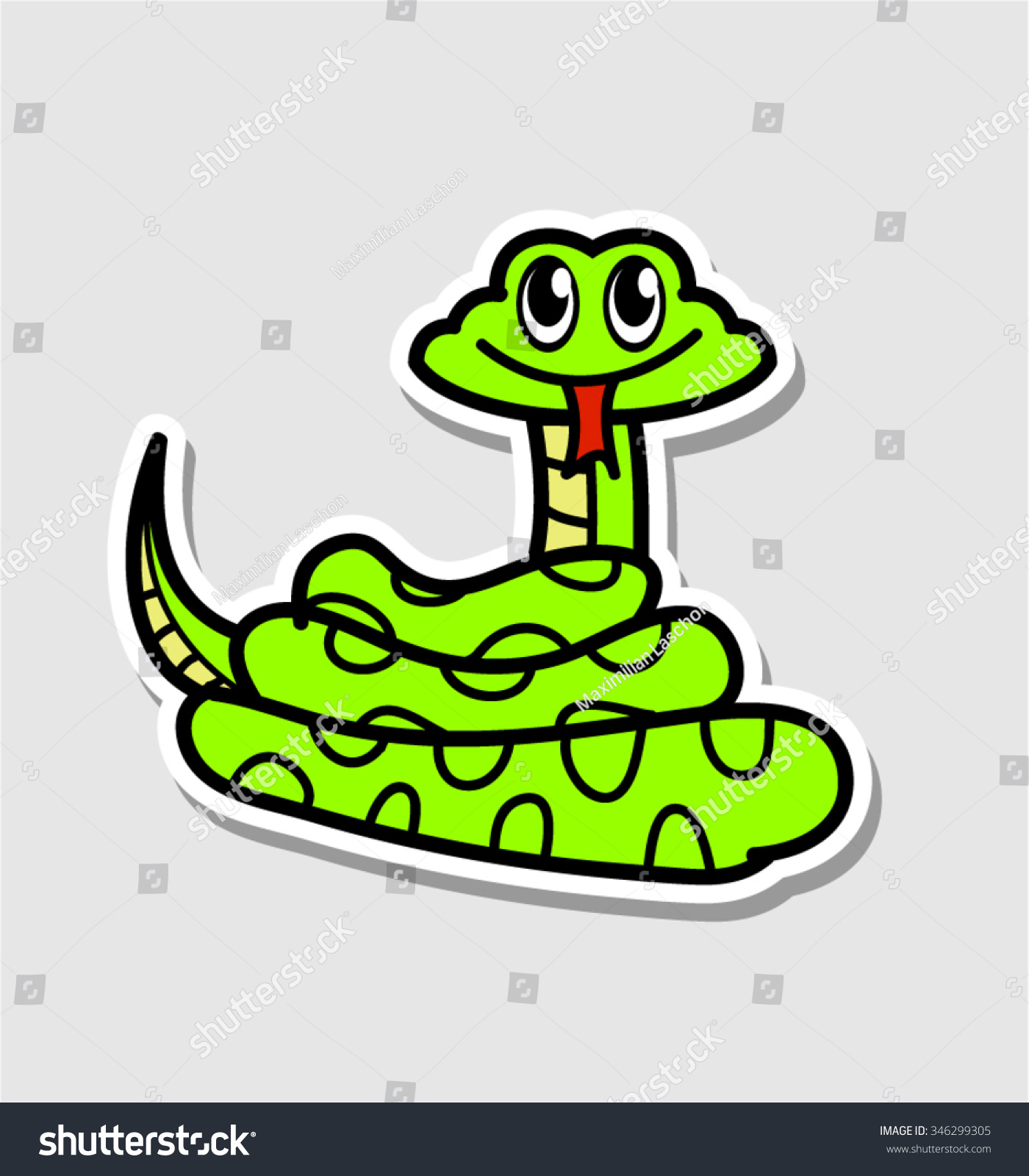Cute Snake Sticker Stock Vector (Royalty Free) 346299305