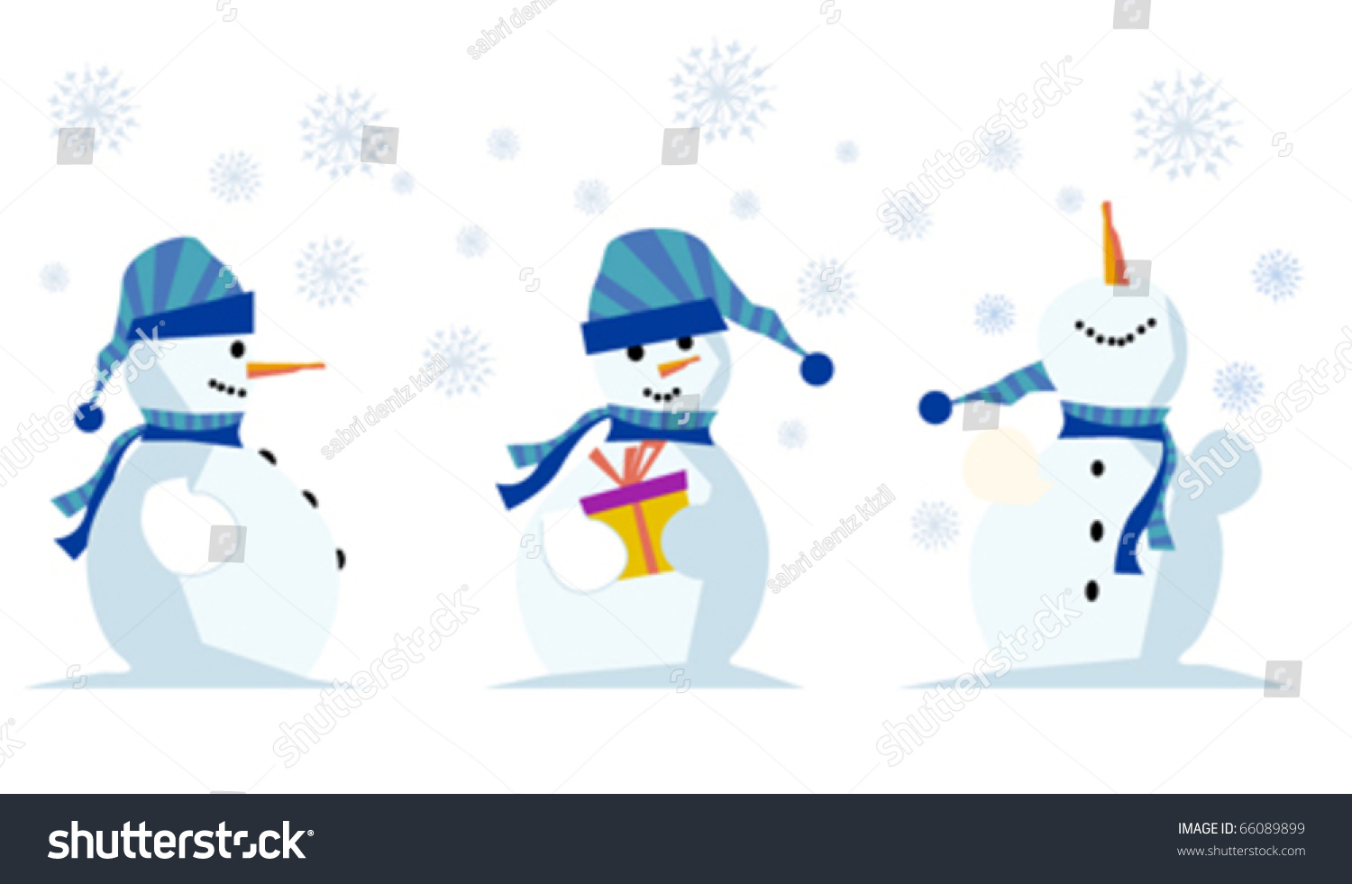 Cute Snowman Different Poses Stock Vector (Royalty Free) 66089899
