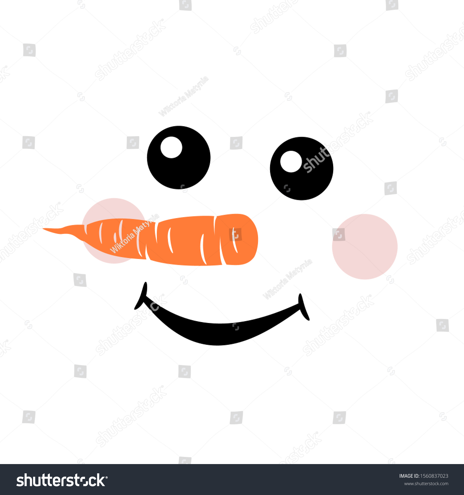 Cute Snowman Face Vector Art Stock Vector (Royalty Free) 1560837023