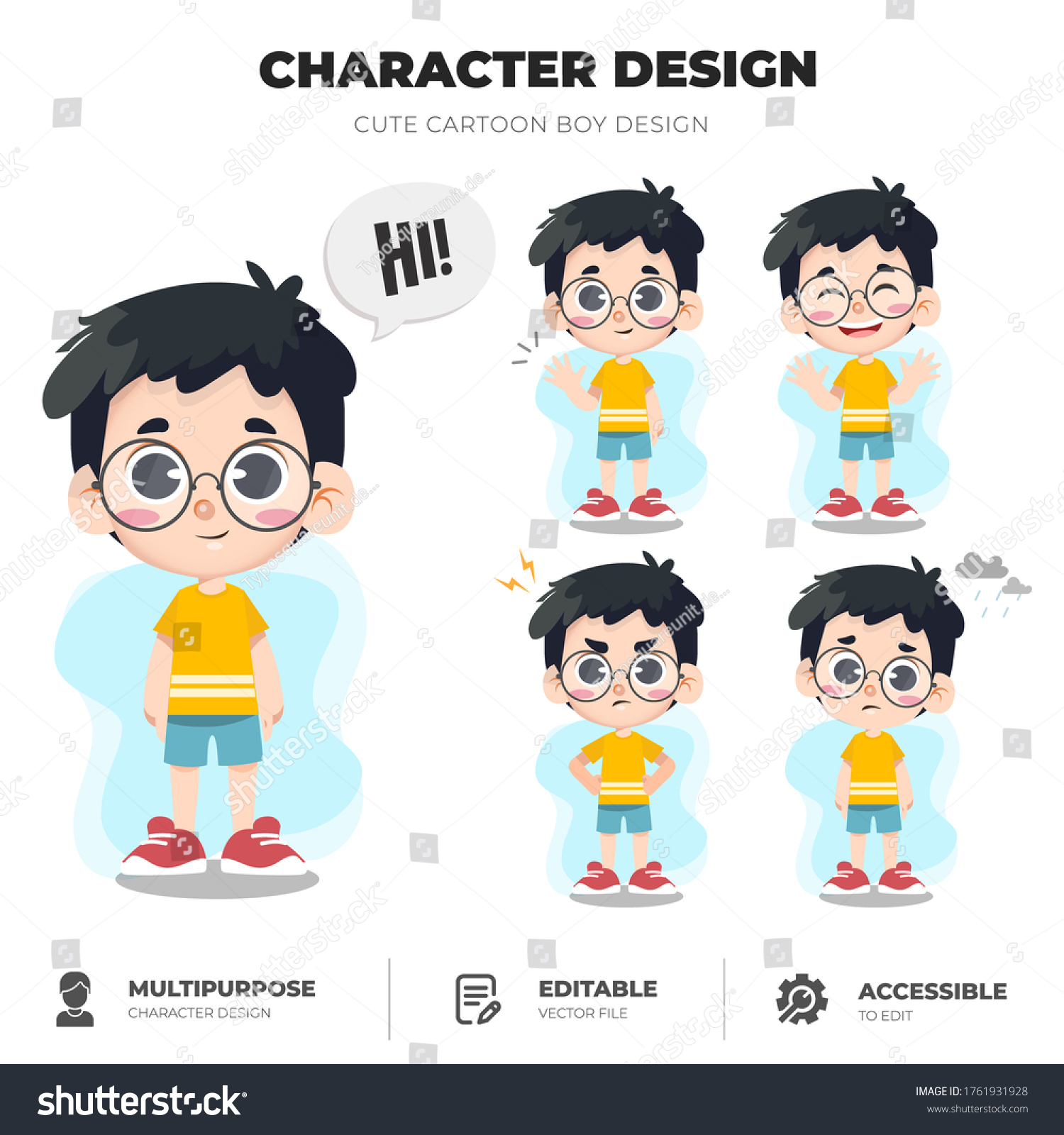 Cute Spec Boy Character Design Stock Vector (Royalty Free) 1761931928 ...